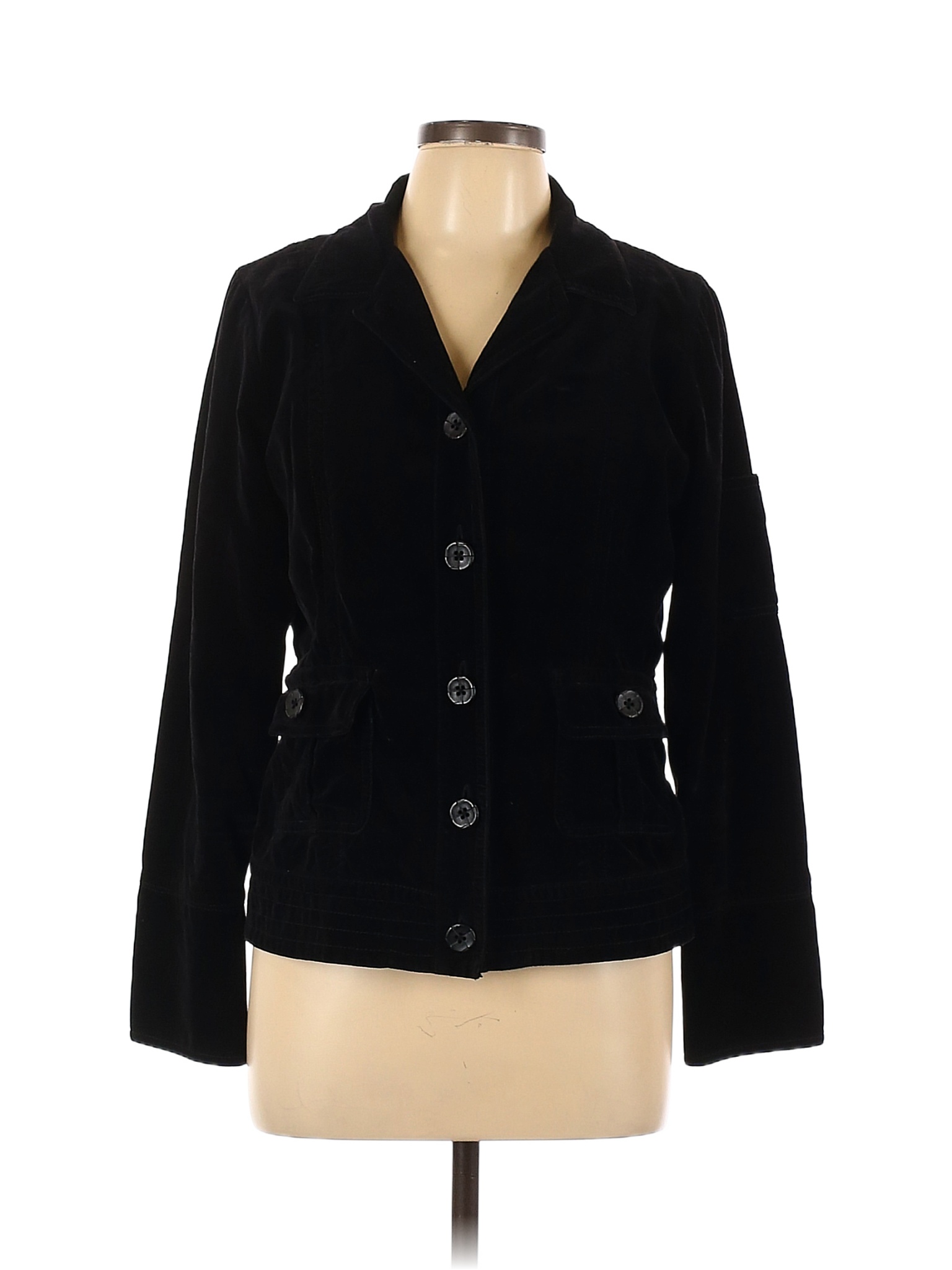 CAbi 100% Cotton Solid Black Jacket Size L - 49% off | ThredUp