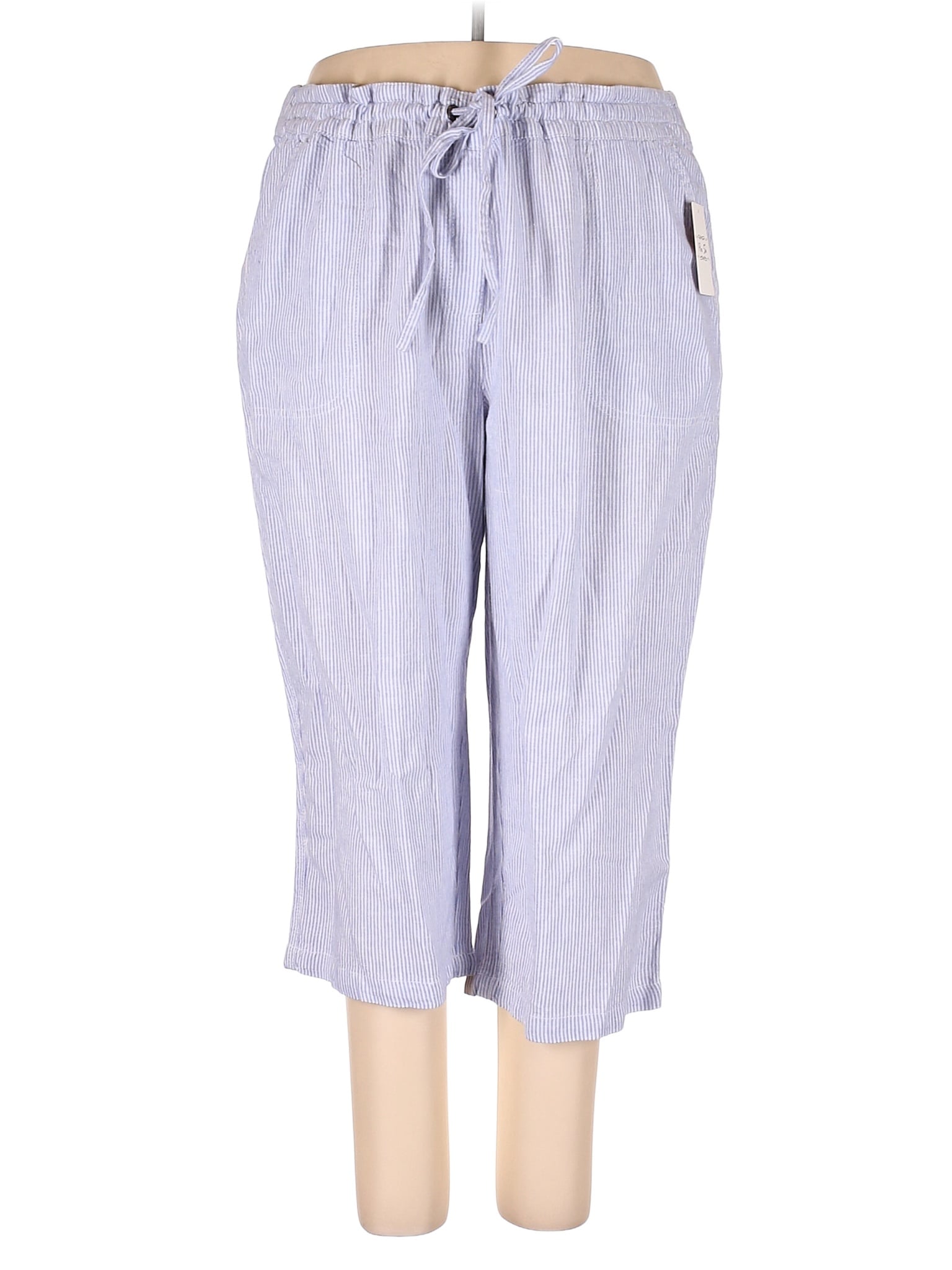 Per Se Stripes Blue Linen Pants Size 3X (Plus) - 67% off | thredUP