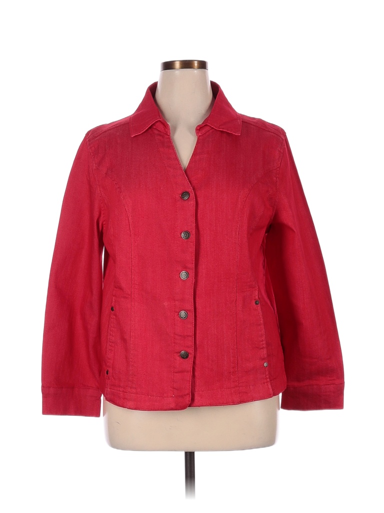 North Style Solid Colored Red Denim Jacket Size Xl 70 Off Thredup