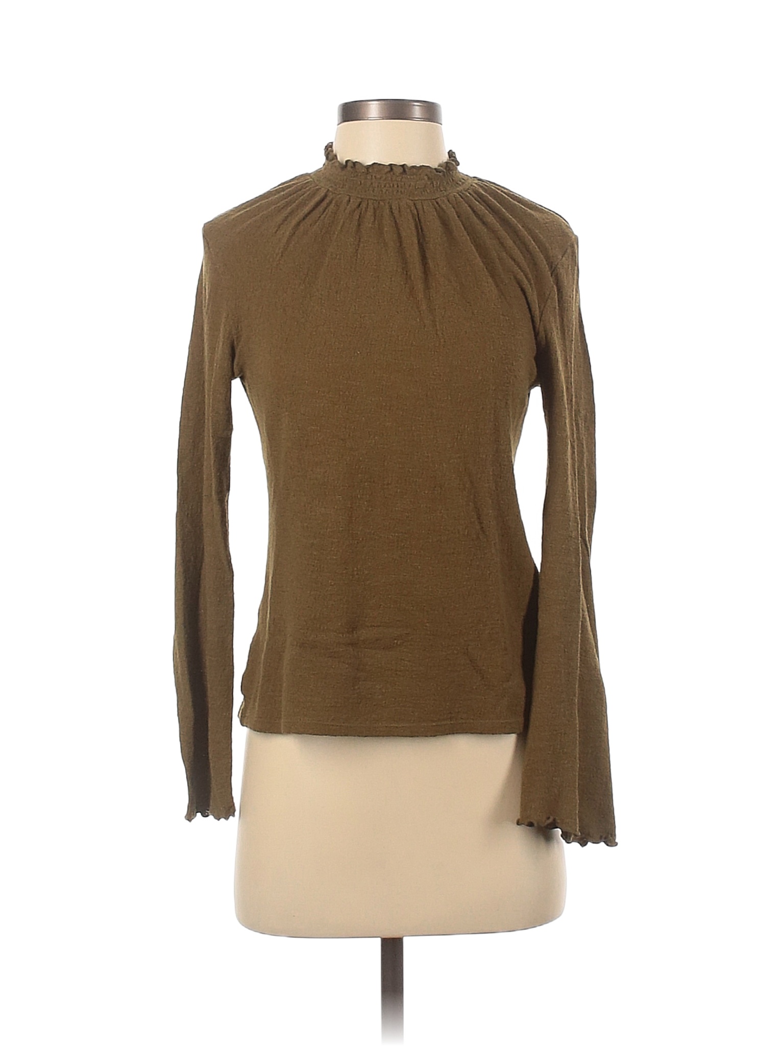 Texture And Thread Madewell 100 Cotton Green Long Sleeve Top Size Xs