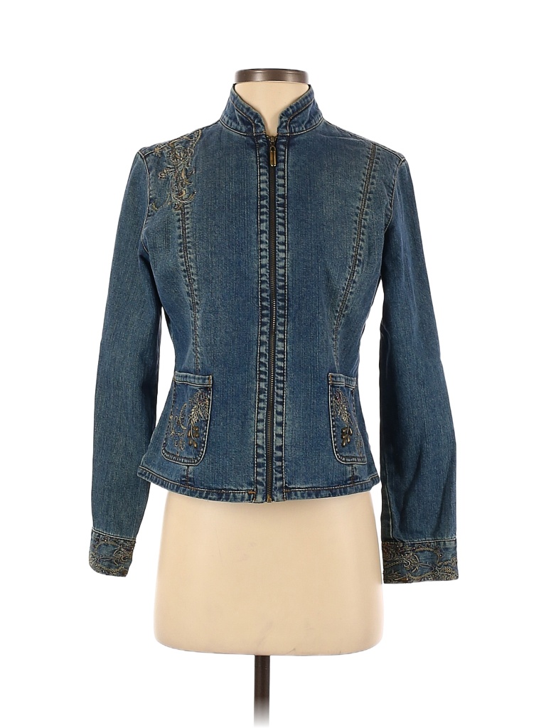 Chico's 100% Cotton Solid Colored Blue Denim Jacket Size Sm (0) - 84% ...