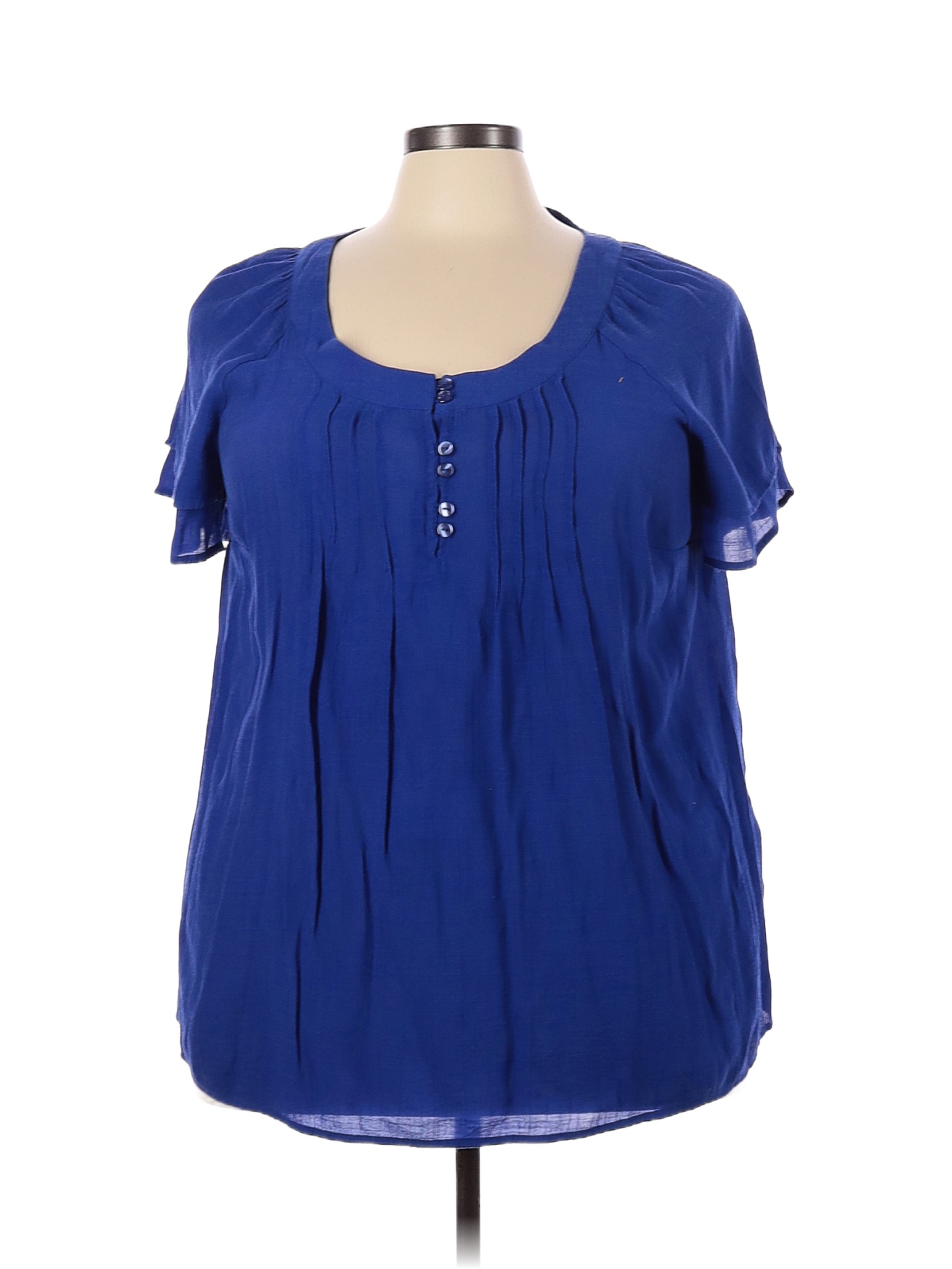 DressBarn Solid Sapphire Blue Short Sleeve Blouse Size 3X (Plus) - 47% ...