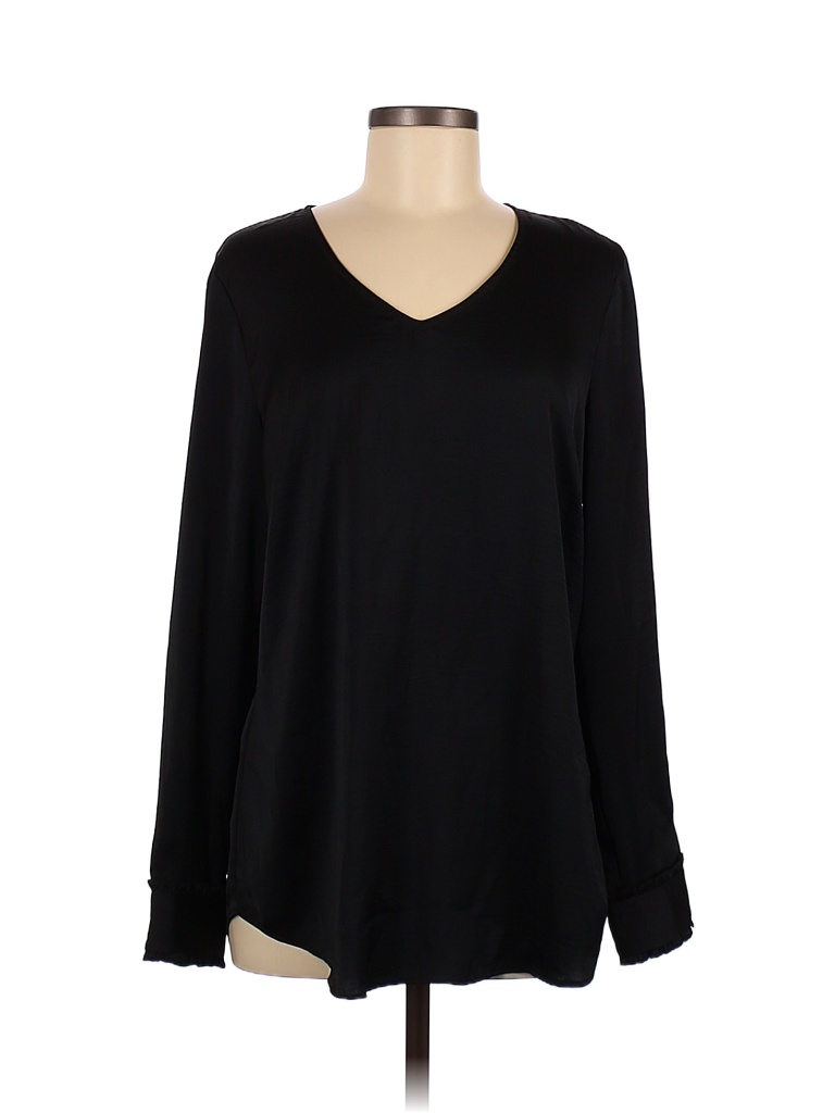Cabi 100 Polyester Solid Black Long Sleeve Blouse Size M 79 Off