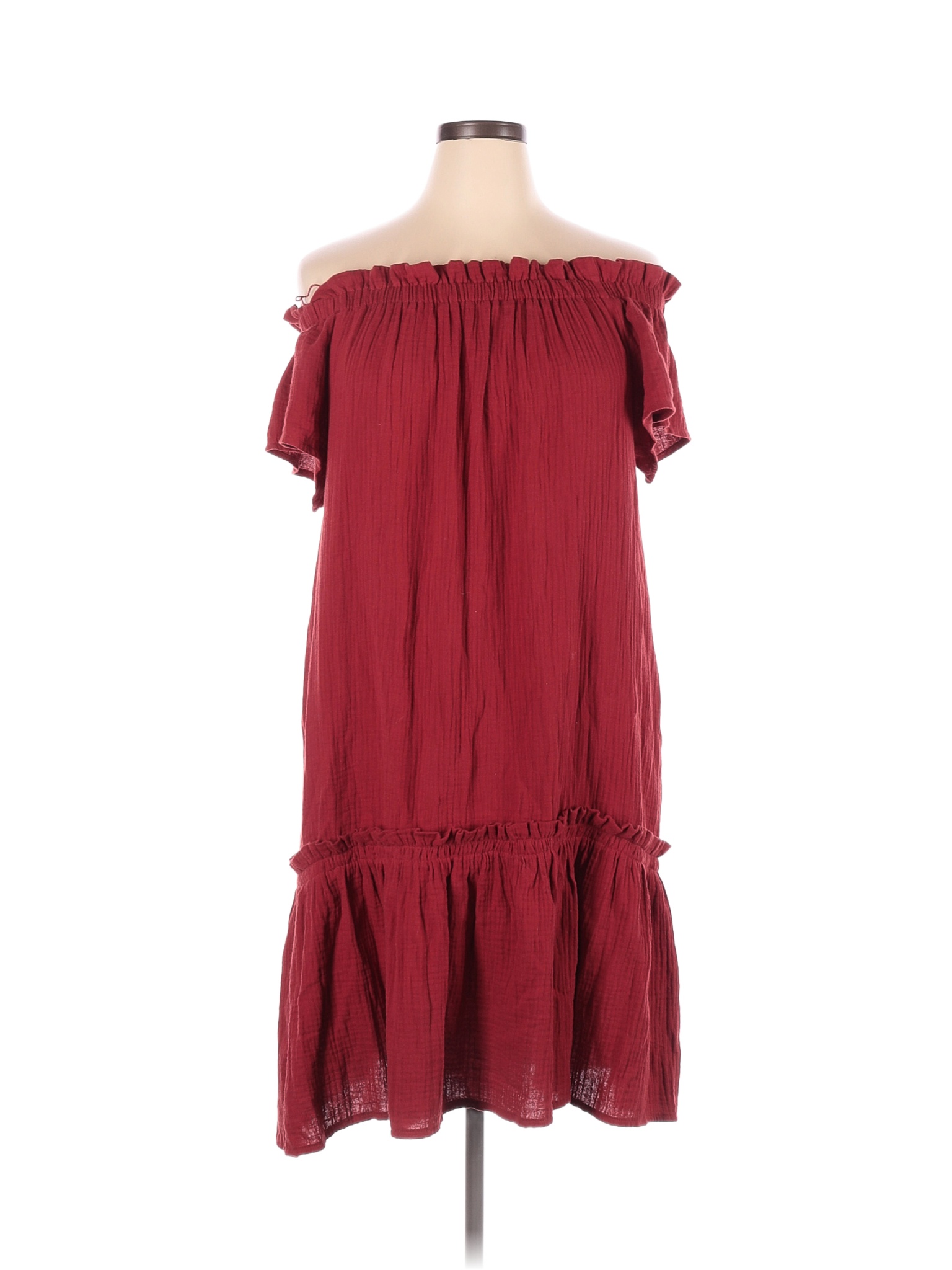 London Times 100% Cotton Solid Colored Red Casual Dress Size 14 - 68% ...