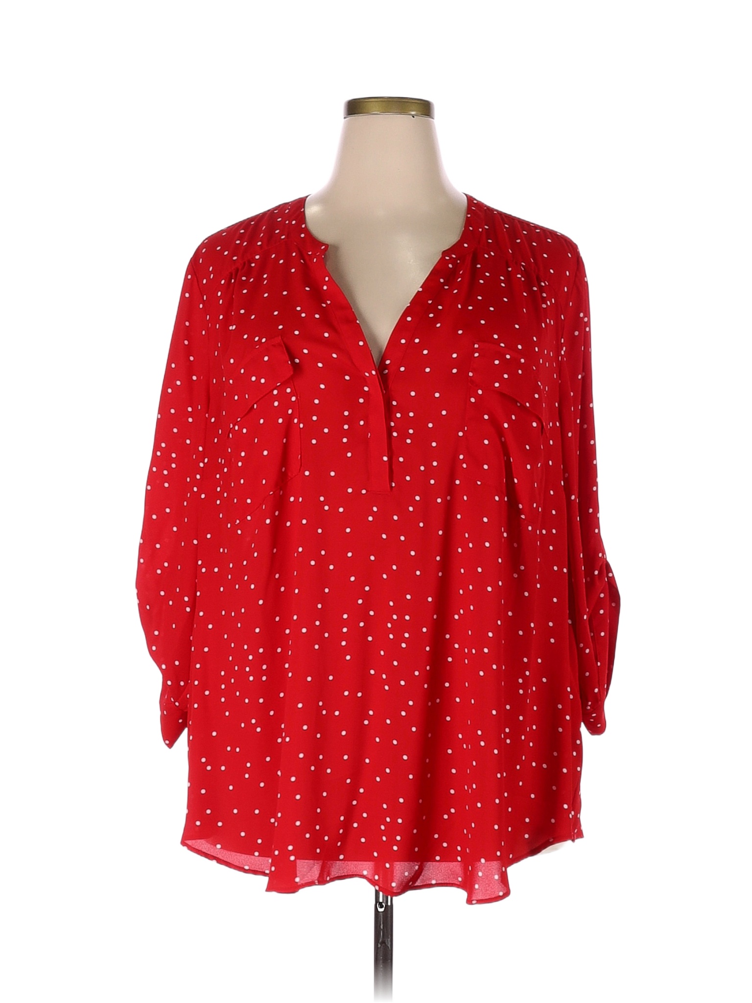 Torrid 100% Polyester Red 3/4 Sleeve Blouse Size 4X Plus (4) (Plus ...