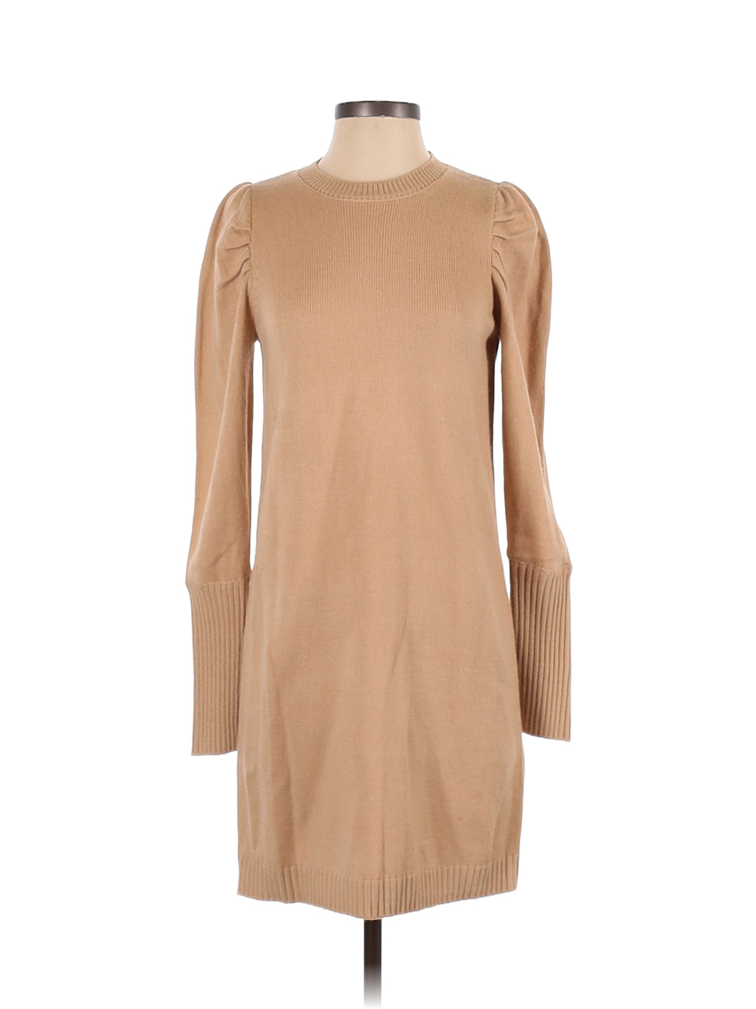 WAYF 100% Acrylic Solid Colored Tan Casual Dress Size XS - 71% off ...