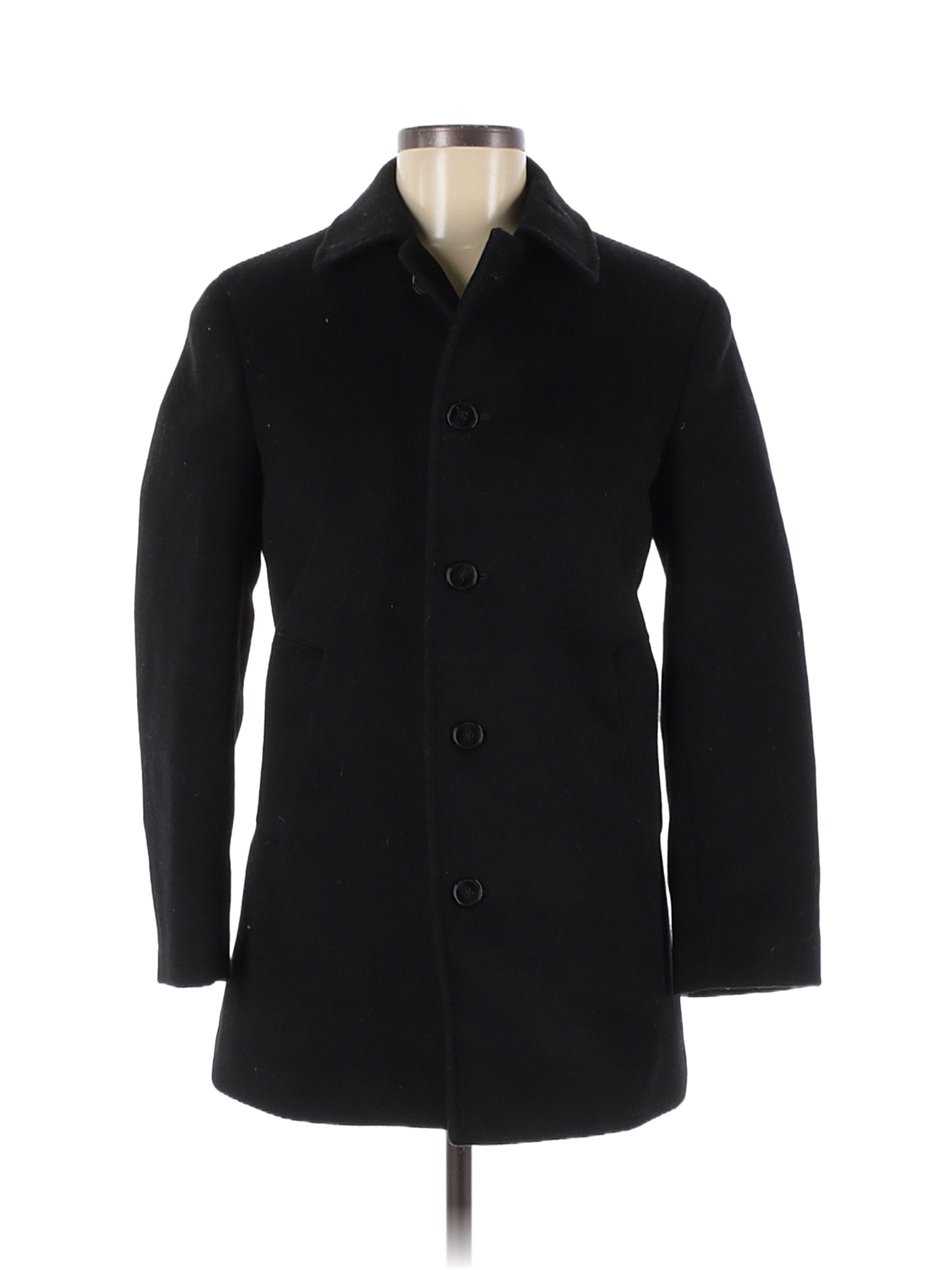 Assorted Brands Solid Black Wool Coat Size M - 60% off | thredUP