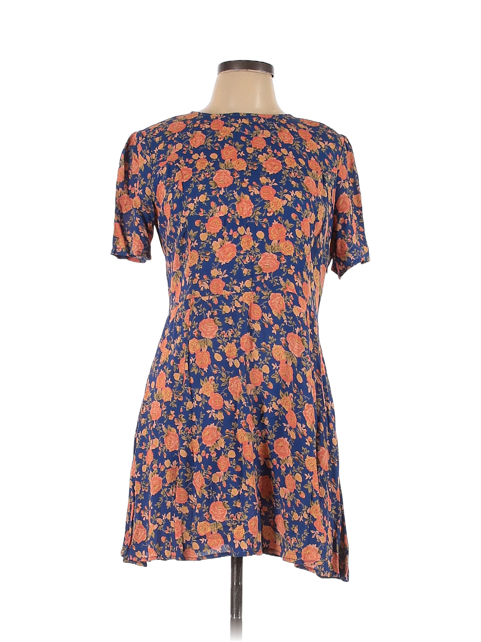 Tularosa 100% Rayon Floral Multi Color Blue Casual Dress Size L - 88% ...