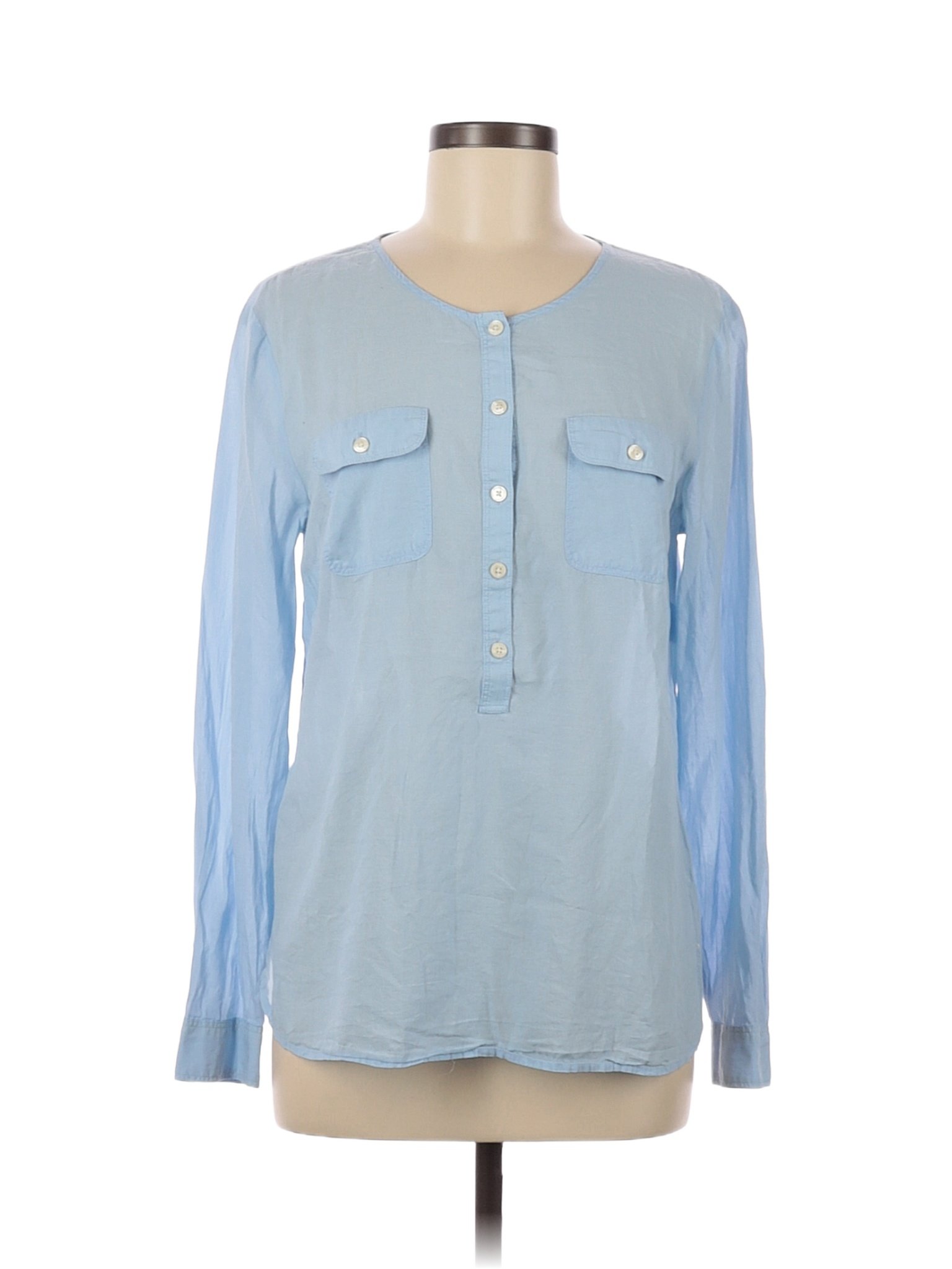 Ann Taylor Loft Blue Long Sleeve Blouse Size M 75 Off Thredup