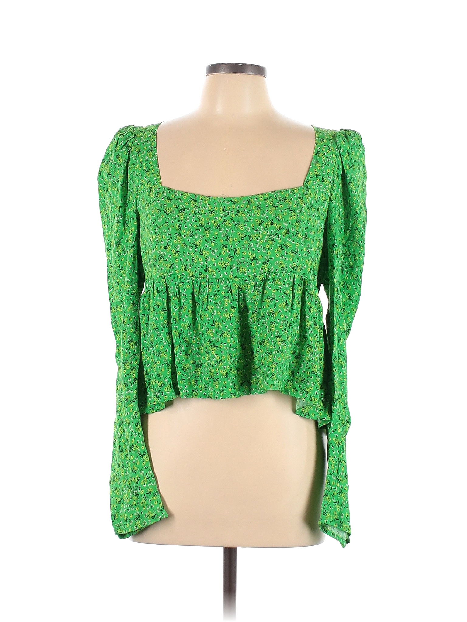 Afrm Floral Colored Green Long Sleeve Blouse Size L 71 Off Thredup