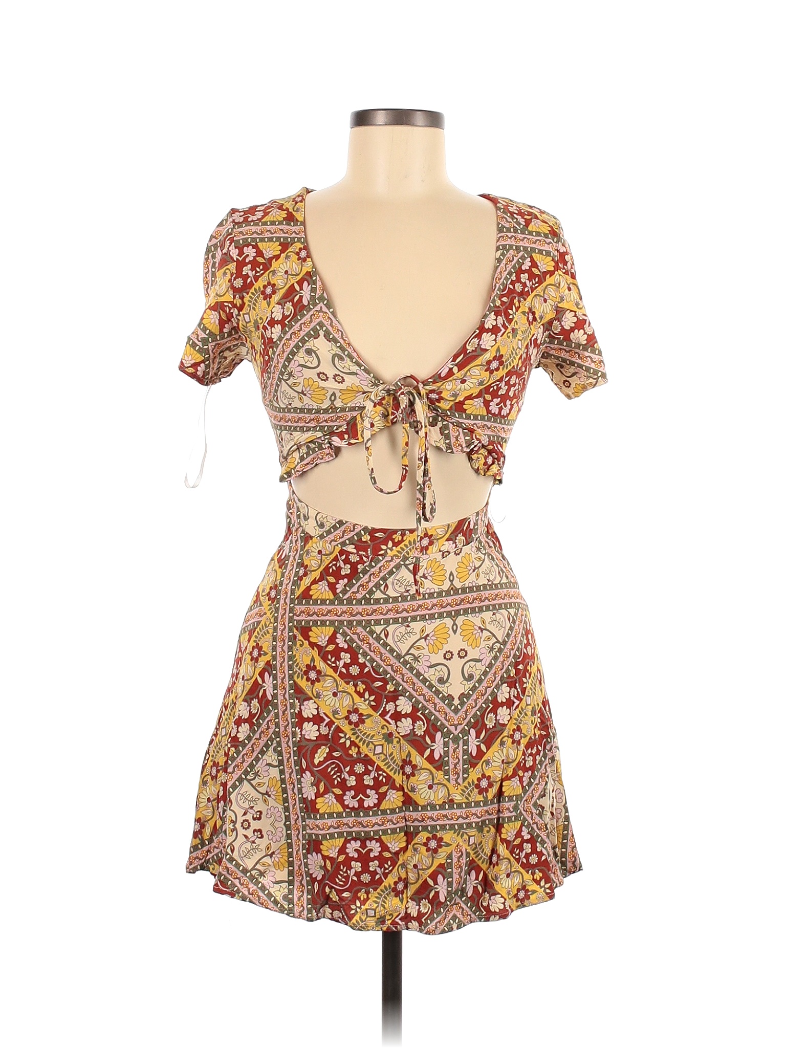 Paper Heart 100% Rayon Multi Color Yellow Casual Dress Size M - 82% off ...