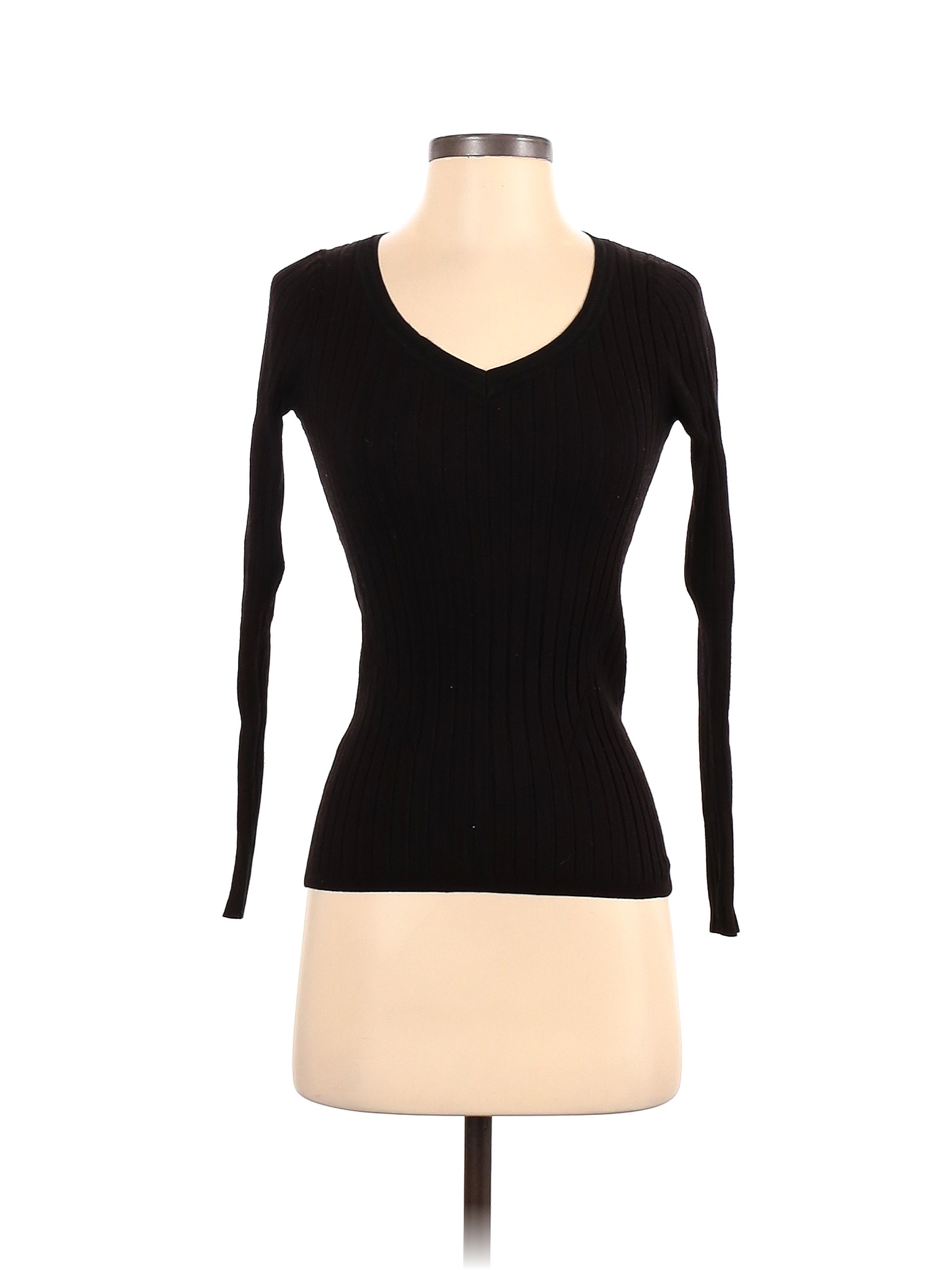 White House Black Market Solid Black Long Sleeve Top Size Xs 80 Off