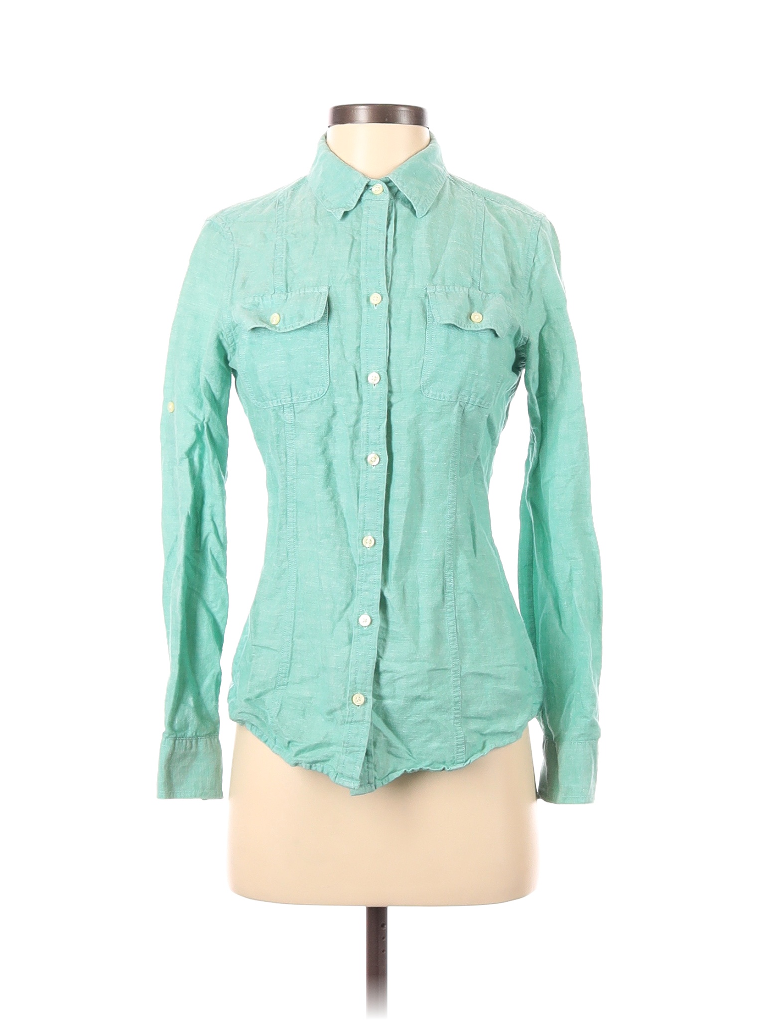 Banana Republic Teal Long Sleeve Button Down Shirt Size 4 87 Off