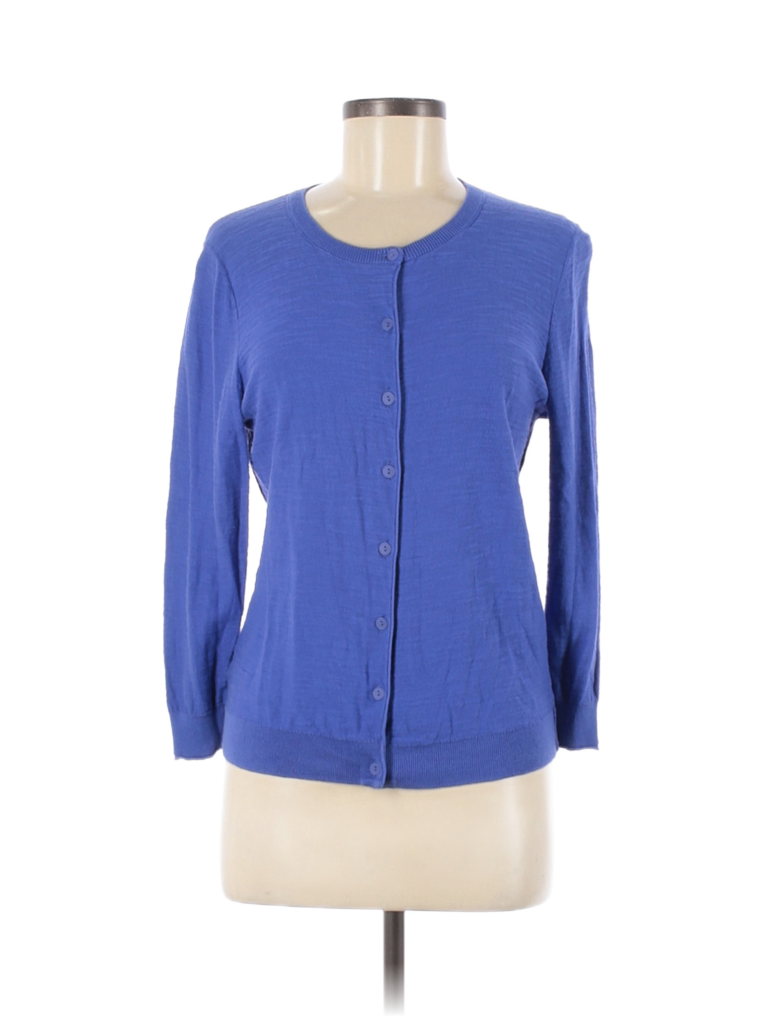 Ann Taylor Loft 100 Cotton Color Block Blue Cardigan Size M 70 Off