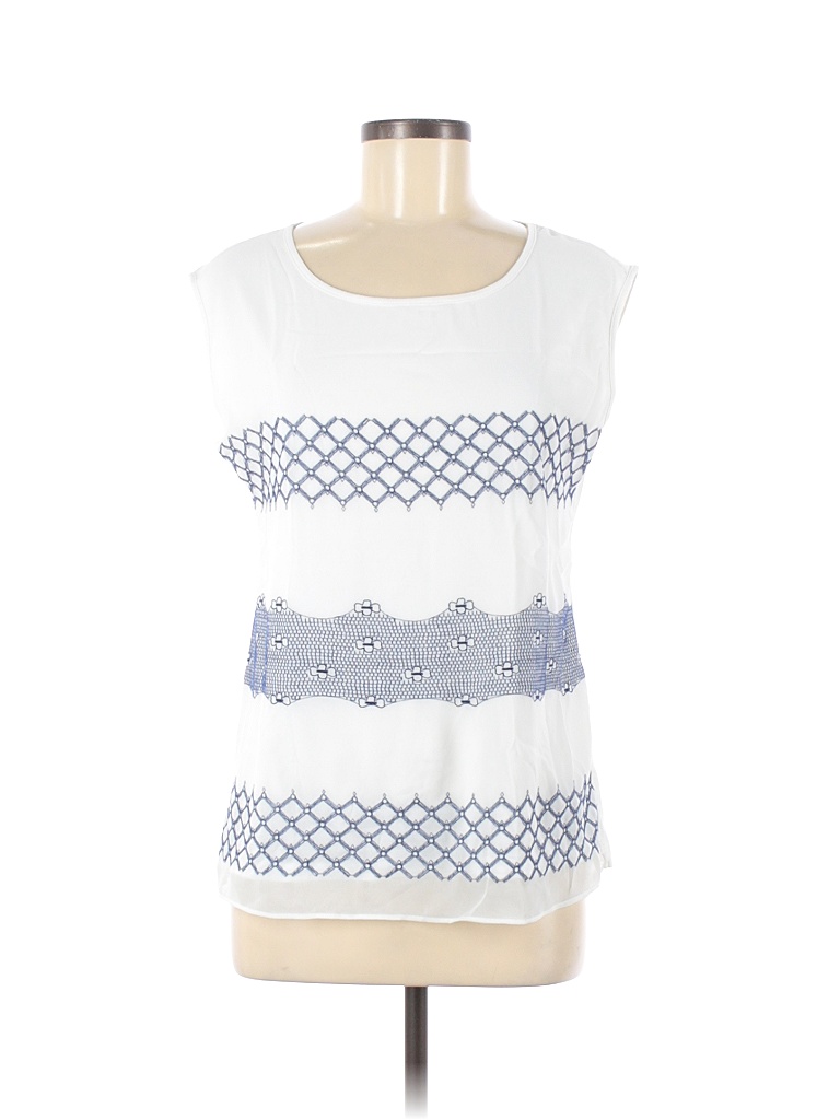 Ann Taylor Factory 100% Polyester White Sleeveless Blouse Size M - 69% ...