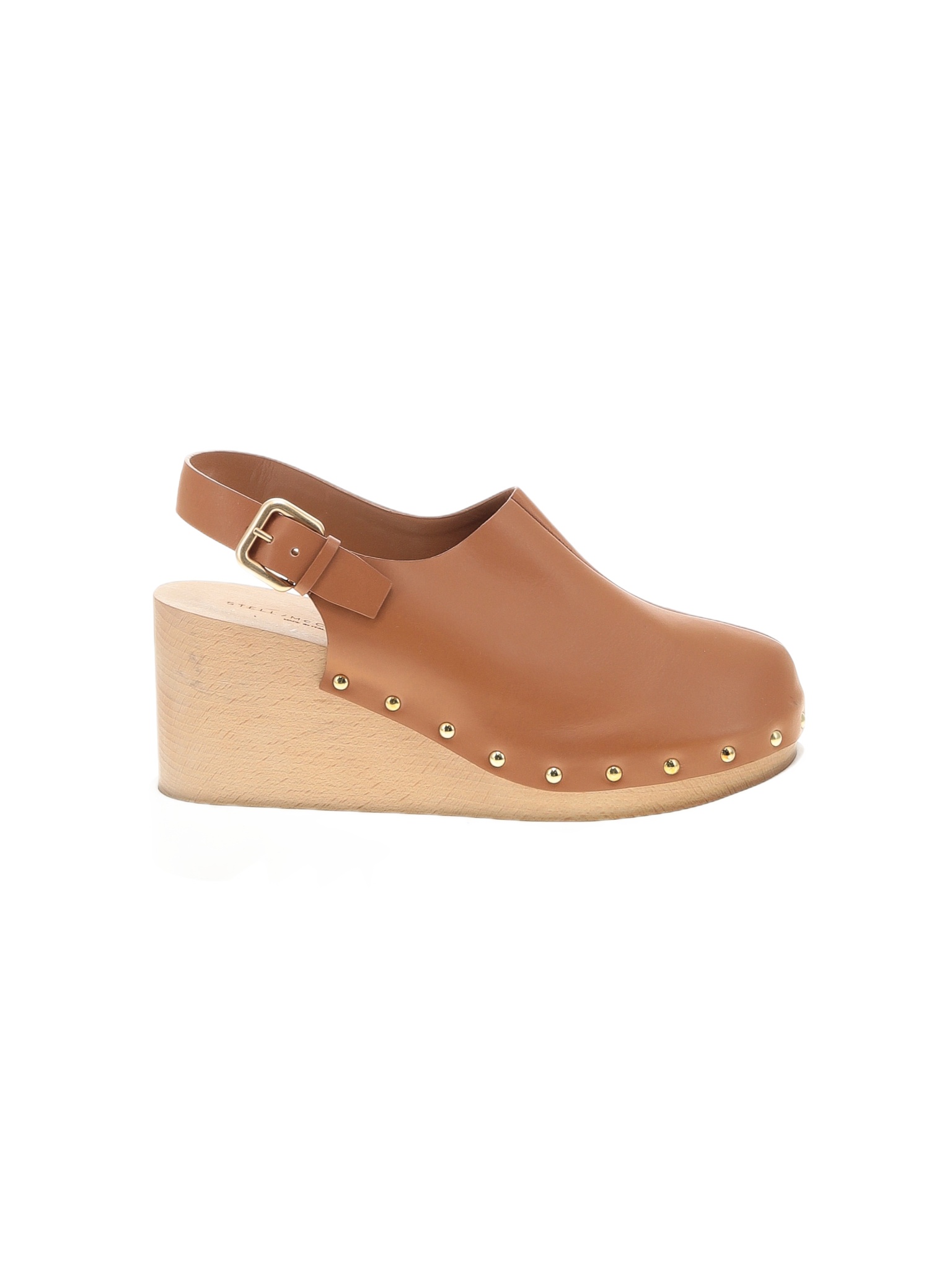 Stella McCartney Solid Colored Tan Elyse Platform Wedge Clogs Size 39.5 ...