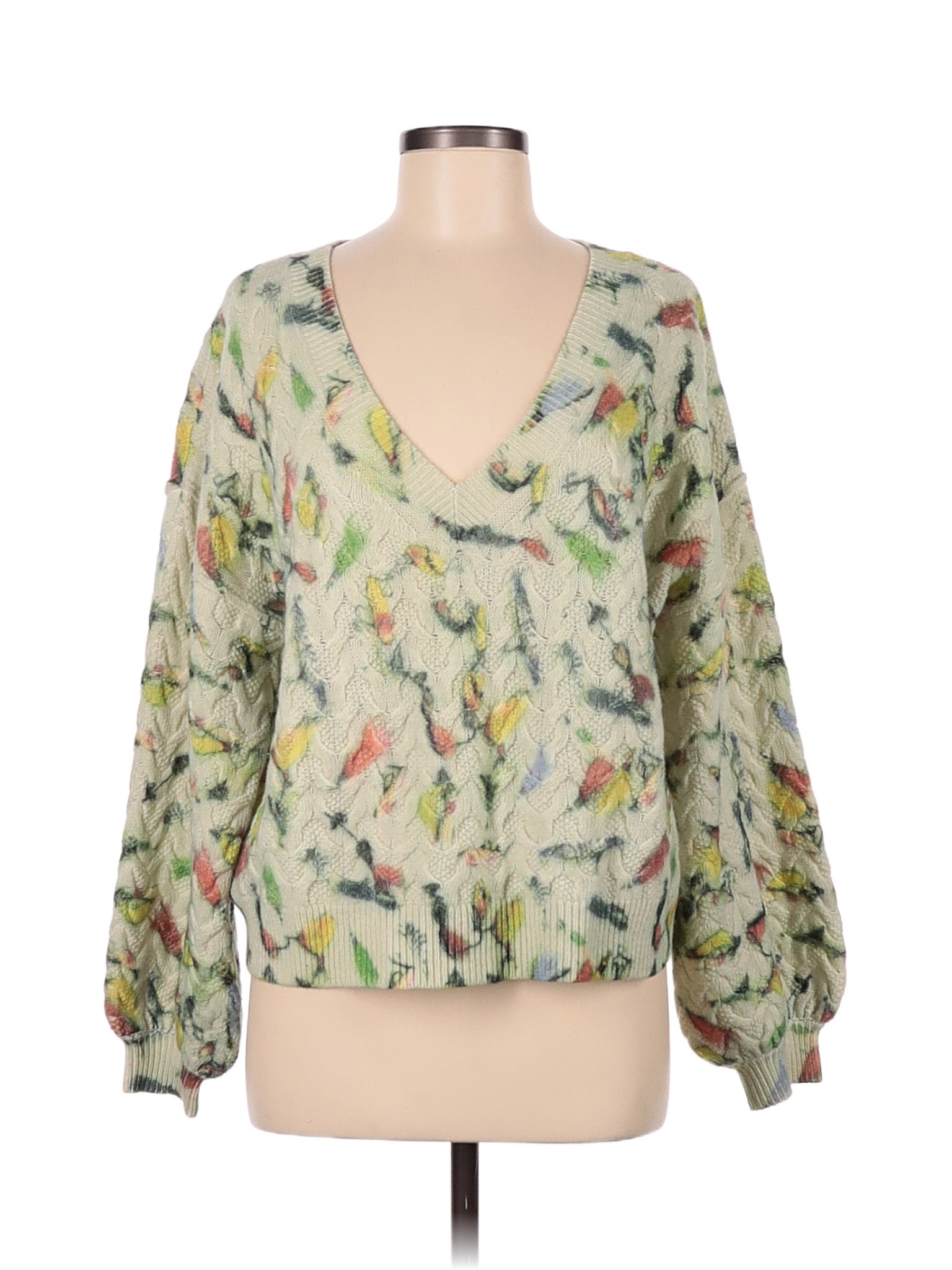 Anthropologie 100% Wool Color Block Tropical Colored Green Wool ...