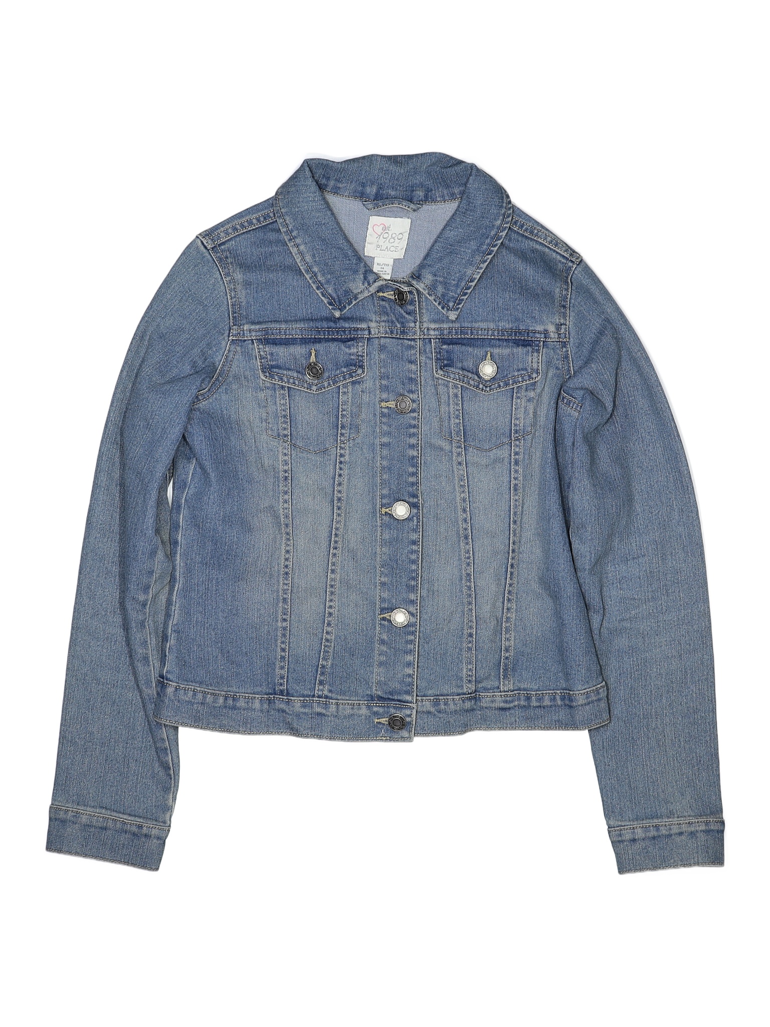 The Children's Place Solid Blue Denim Jacket Size X-Large (Kids) - 71% ...