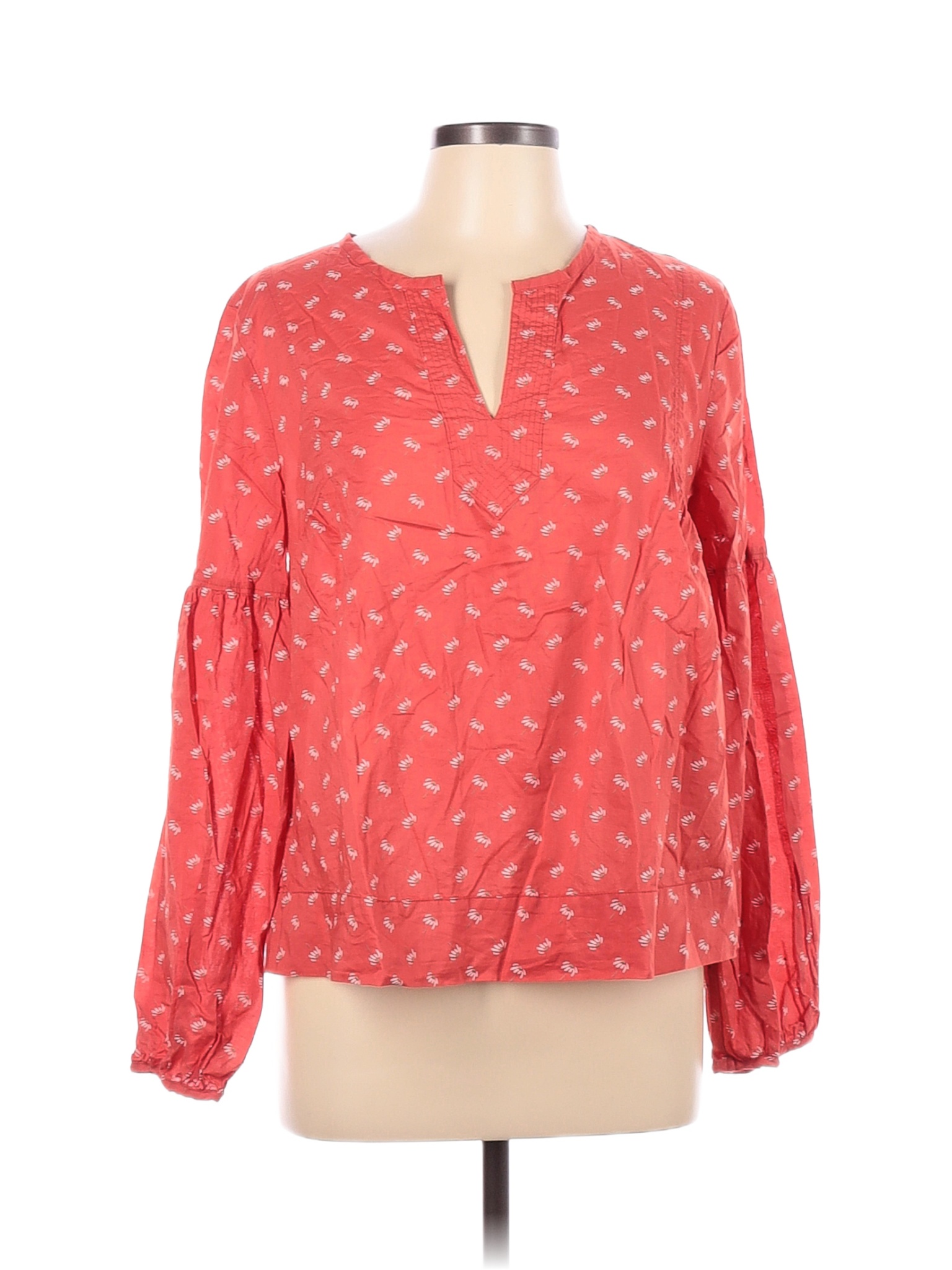 Tommy Hilfiger 100 Cotton Polka Dots Orange Long Sleeve Blouse Size L