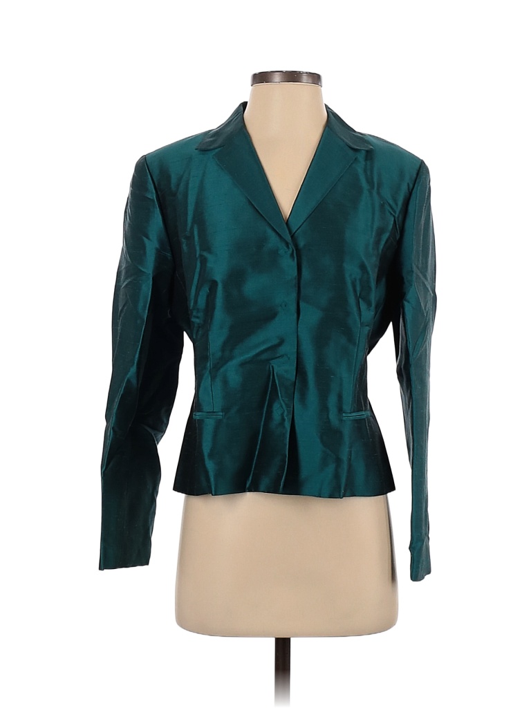 Ann Taylor 100% Silk Solid Colored Teal Silk Blazer Size 4 (Petite) - 82% off | thredUP