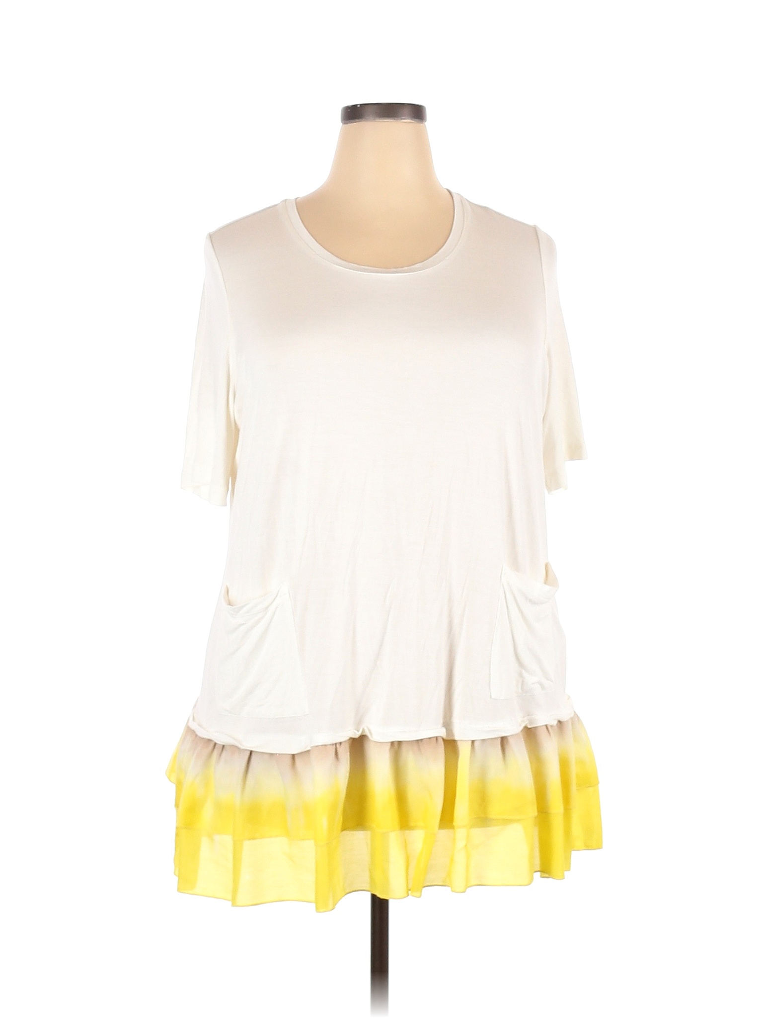 Logo By Lori Goldstein Tie Dye White Short Sleeve Top Size 1x Plus