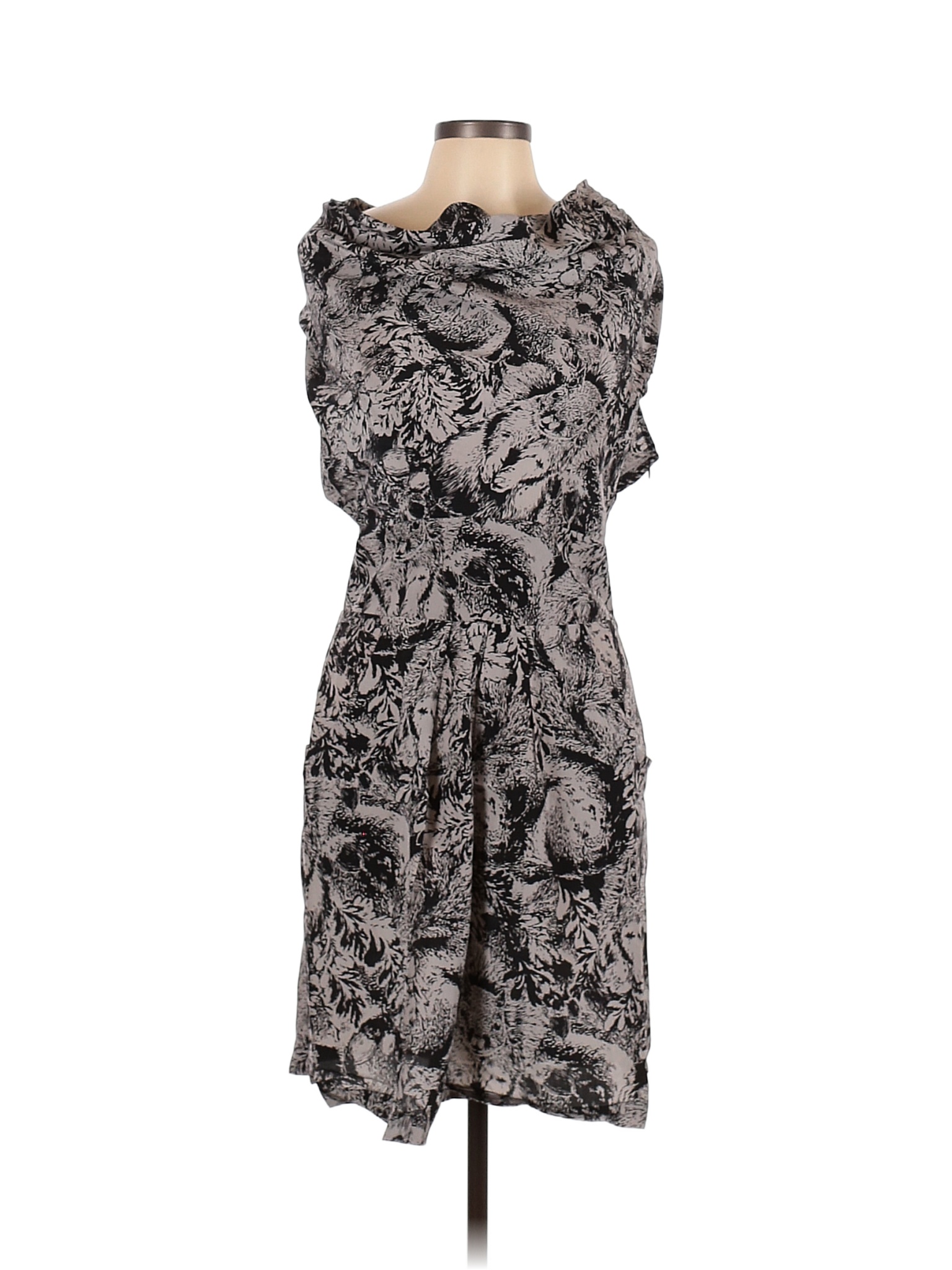 Postella 100% Silk Multi Color Gray Casual Dress Size L - 40% off | thredUP