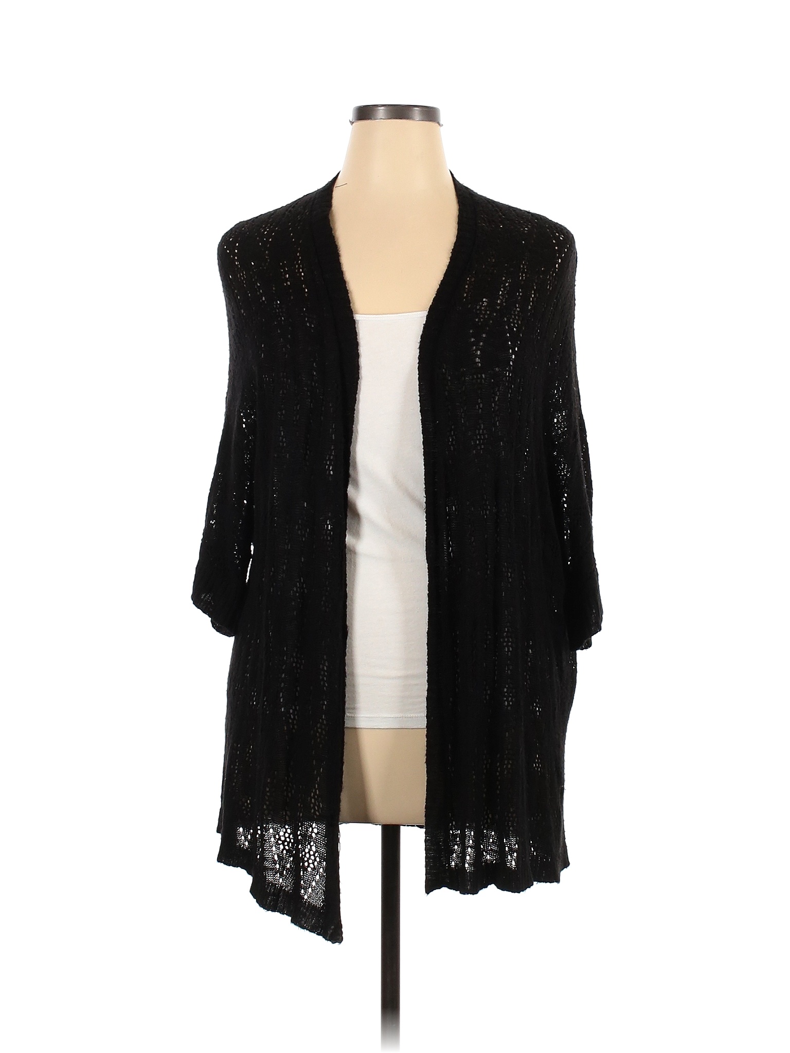 Pink Republic 100% Acrylic Color Block Solid Black Cardigan Size XL ...