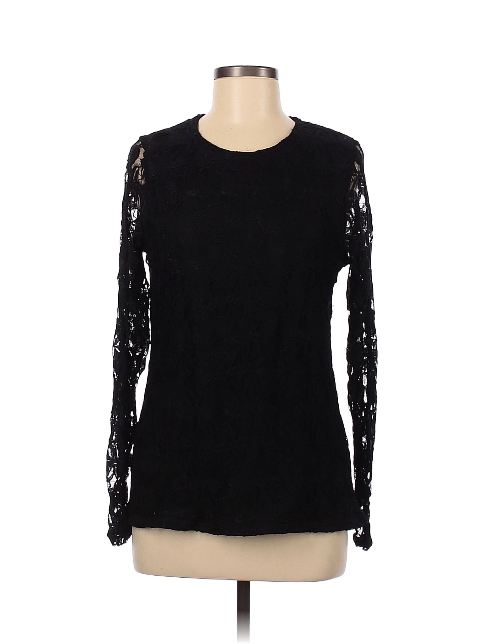 Susan Graver Solid Black Long Sleeve Top Size L 72 Off Thredup