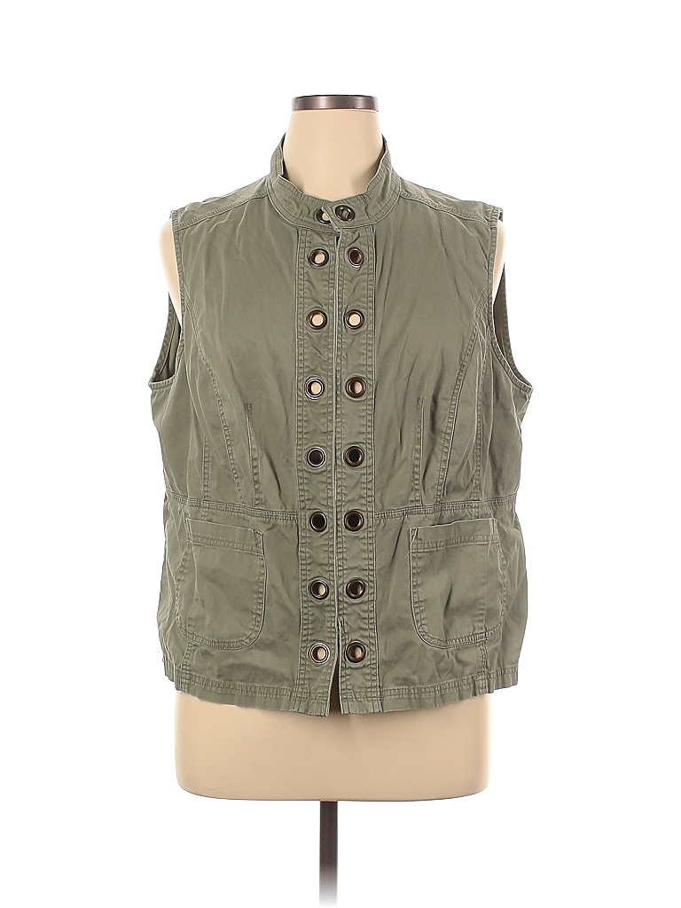 Cj Banks Solid Green Vest Size 1X (Plus) - 69% off | thredUP