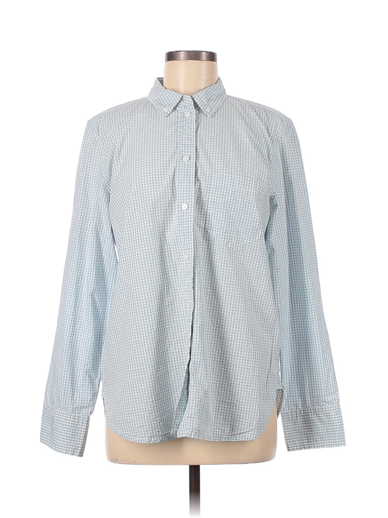 J.Crew 100% Cotton Stripes Blue Long Sleeve Button-Down Shirt Size 12 - 77% off | thredUP