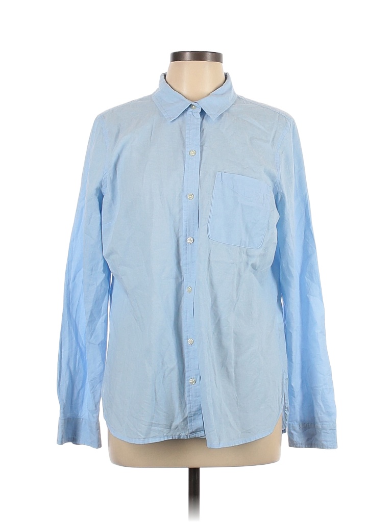 Old Navy 100% Cotton Blue Long Sleeve Button-Down Shirt Size L - 55% off | ThredUp