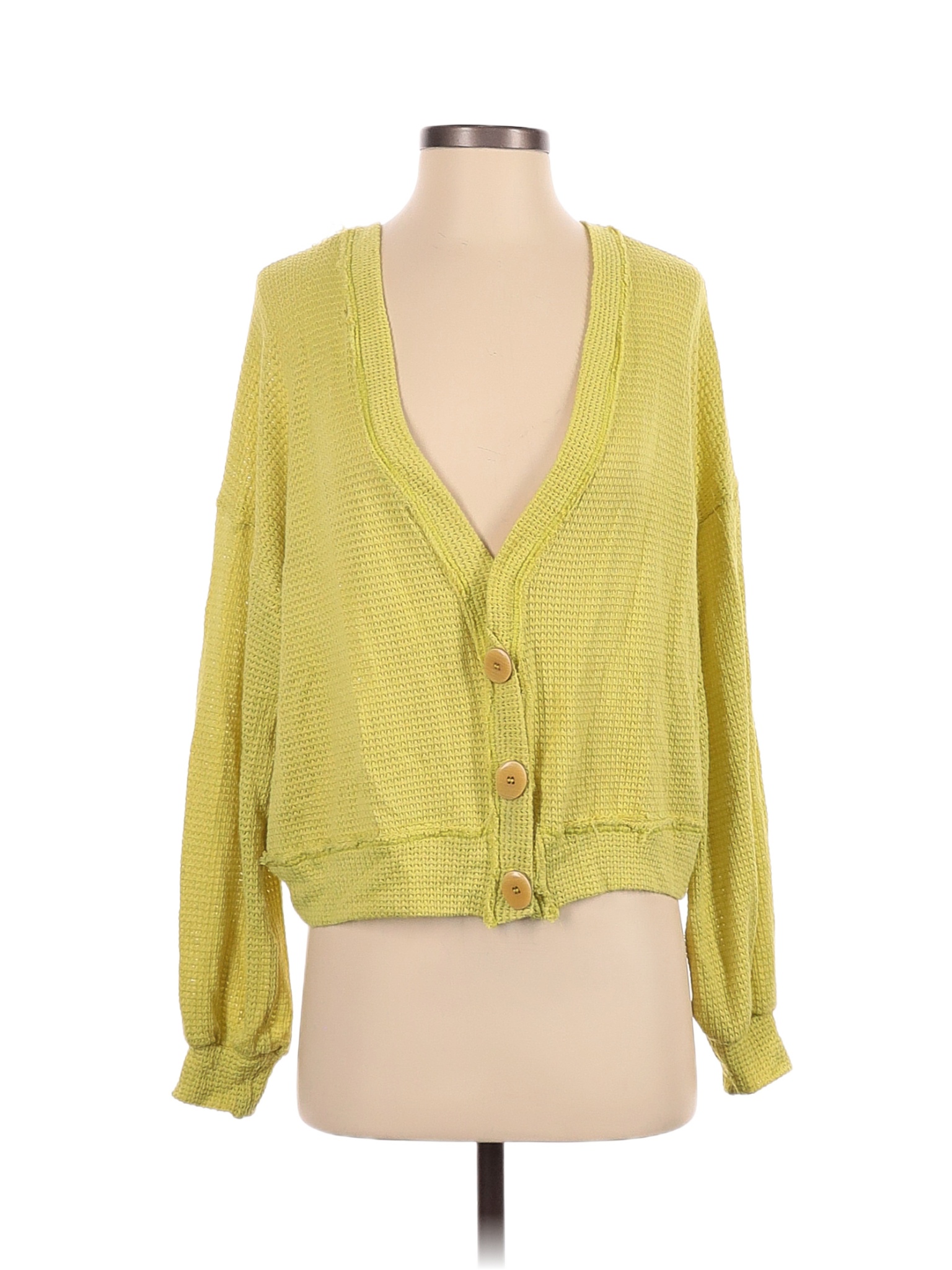 Moon River Color Block Solid Colored Yellow Cardigan Size S - 81% off ...