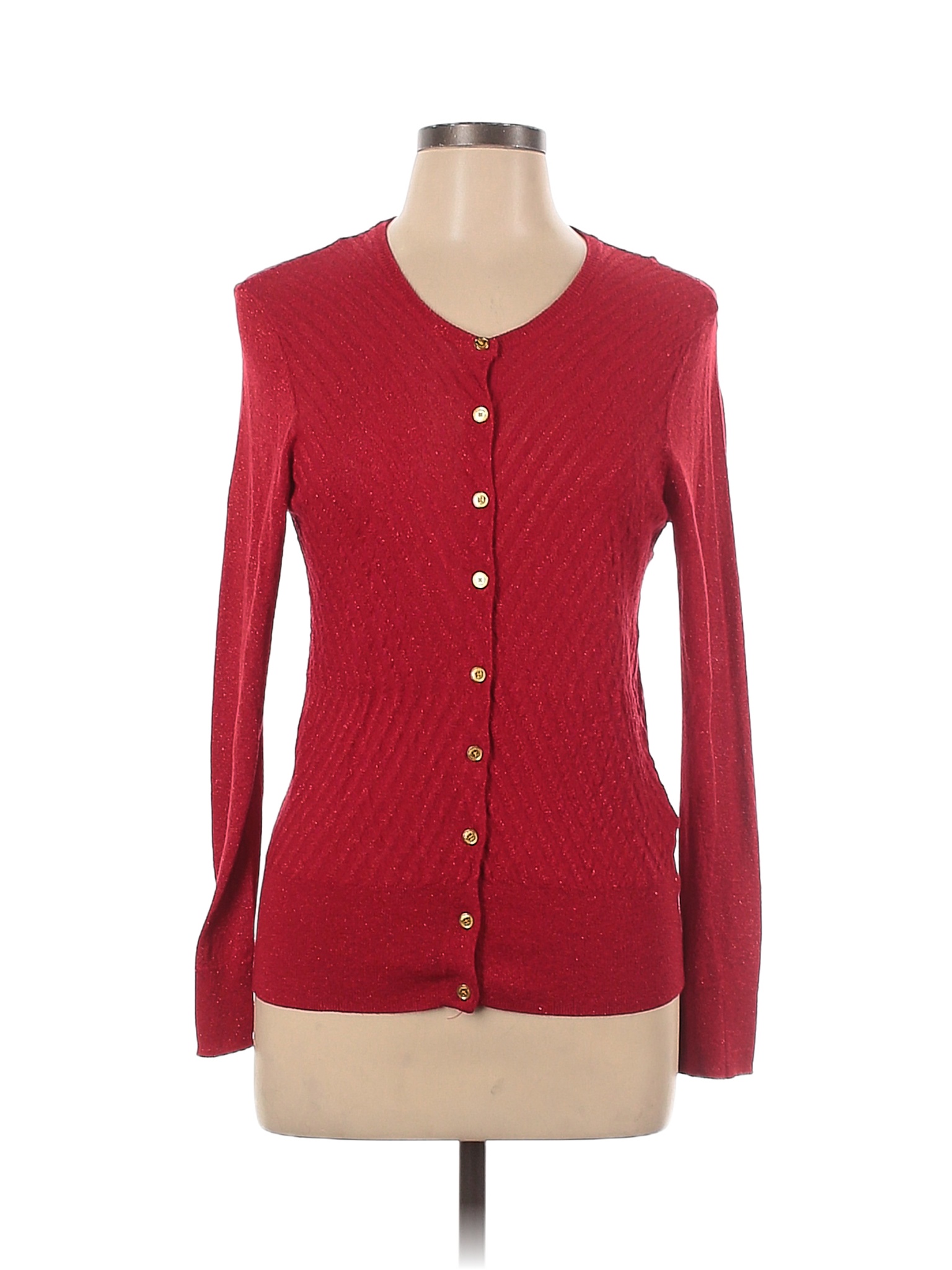 Dana Buchman Color Block Solid Red Cardigan Size L 75 Off Thredup