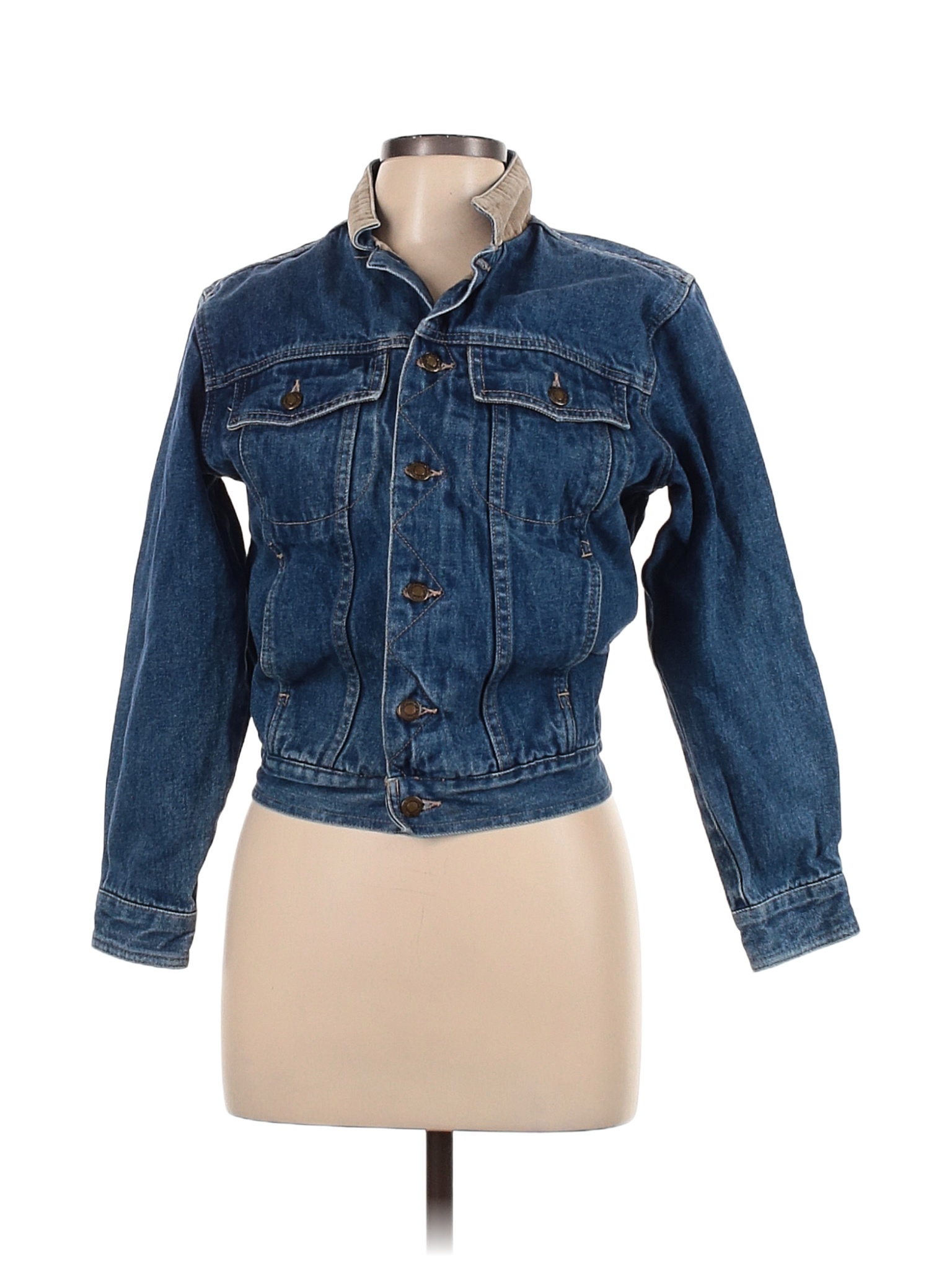 Unbranded 100% Cotton Solid Blue Denim Jacket Size L - 59% off | thredUP