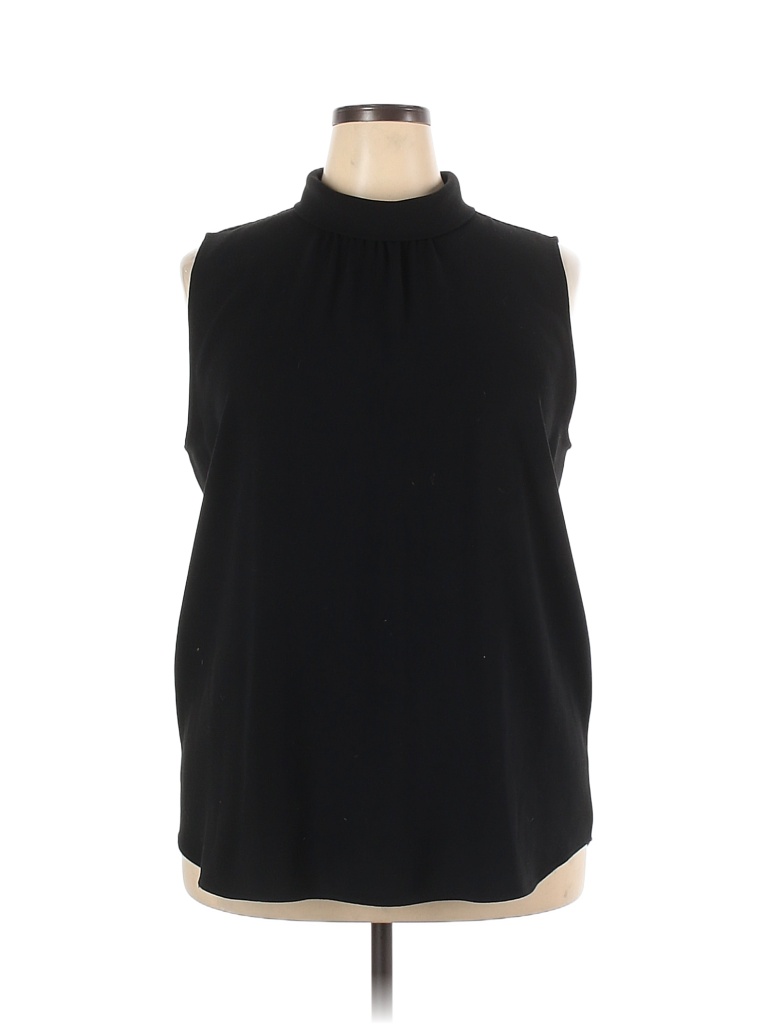Ann Taylor 100% Polyester Polka Dots Black Sleeveless Blouse Size XXL ...