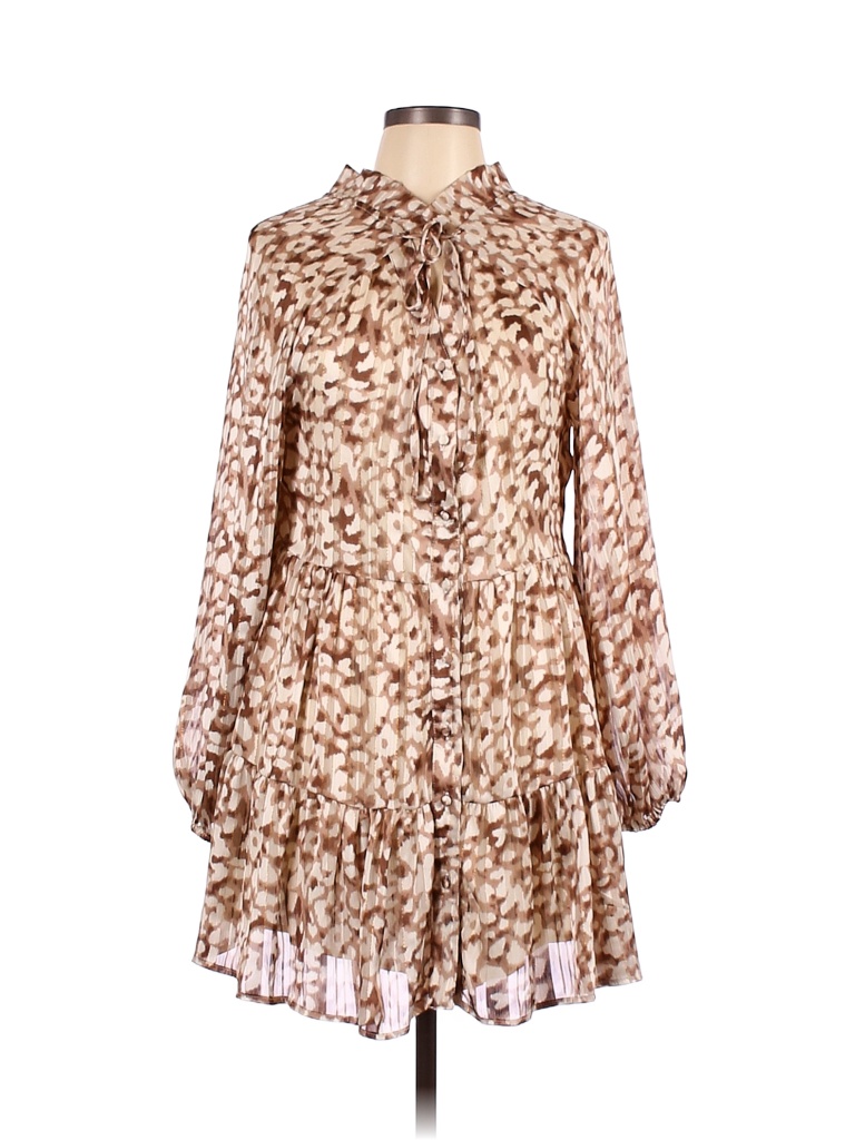 Shop Neighbor 100% Polyester Tan Casual Dress Size S - 82% off | ThredUp