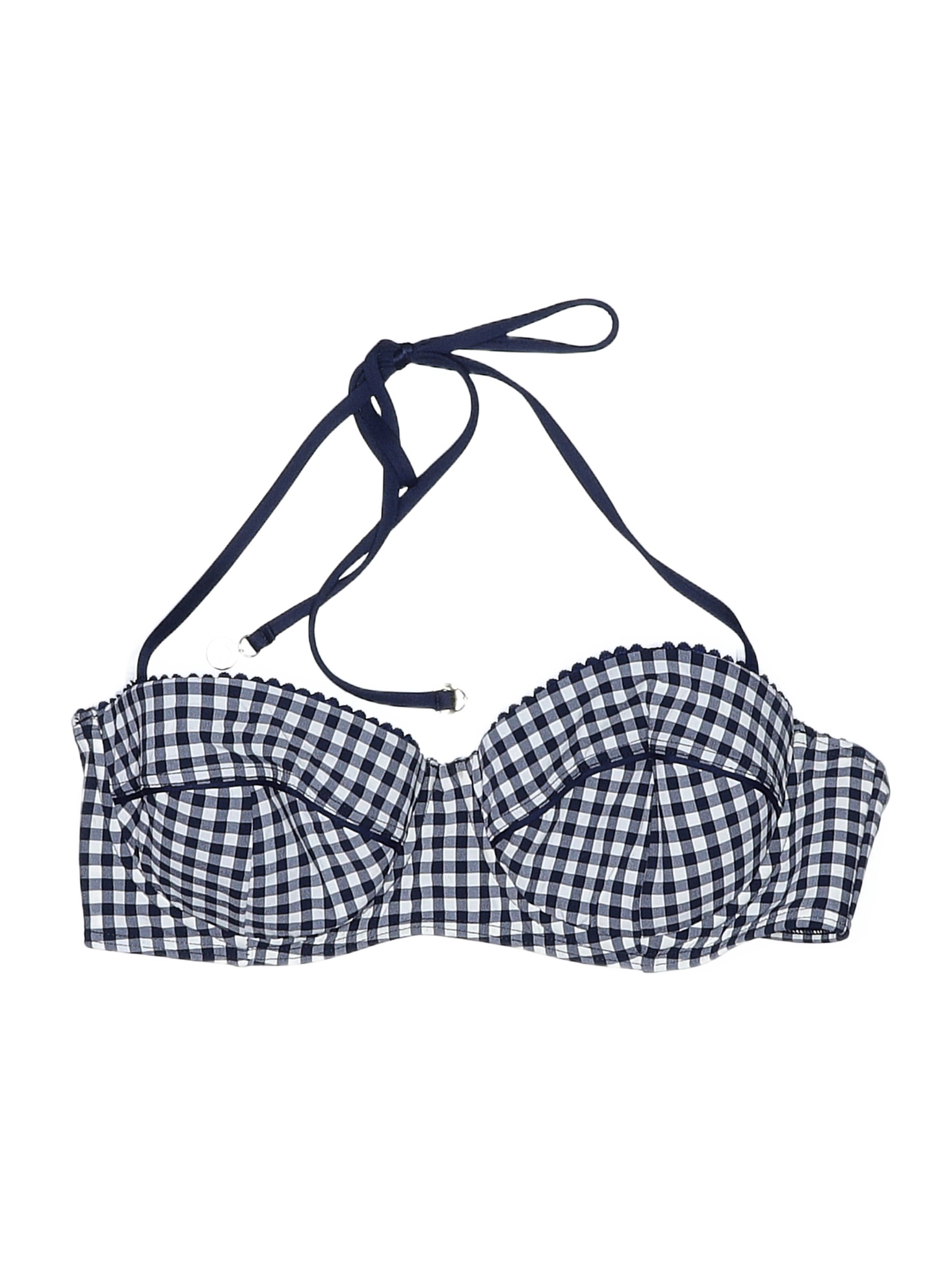 Assorted Brands Checkered-gingham Black Blue Swimsuit Top Size S - 56% ...