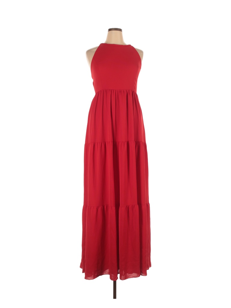 Dress The Population 100 Polyester Solid Colored Red Cocktail Dress