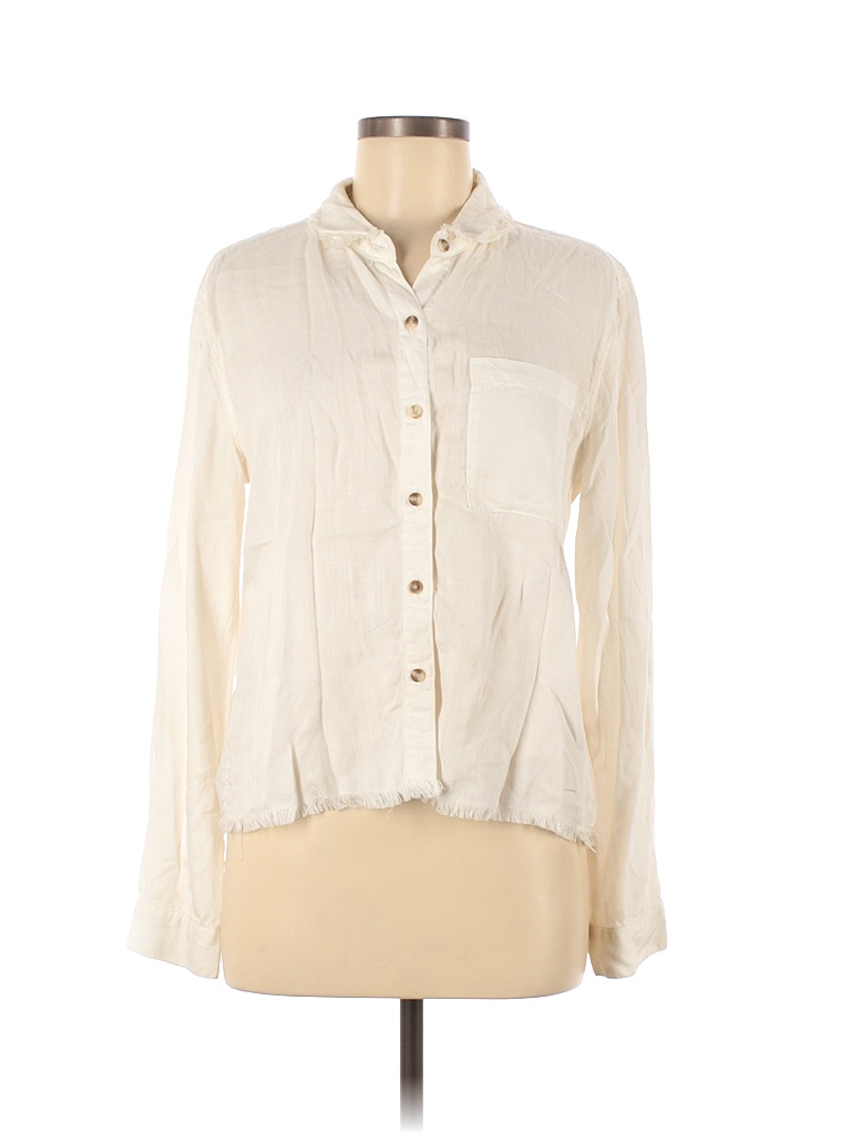Sunday Stevens 100% Lyocell Colored Ivory Long Sleeve Button-Down Shirt Size M - 73% off | ThredUp