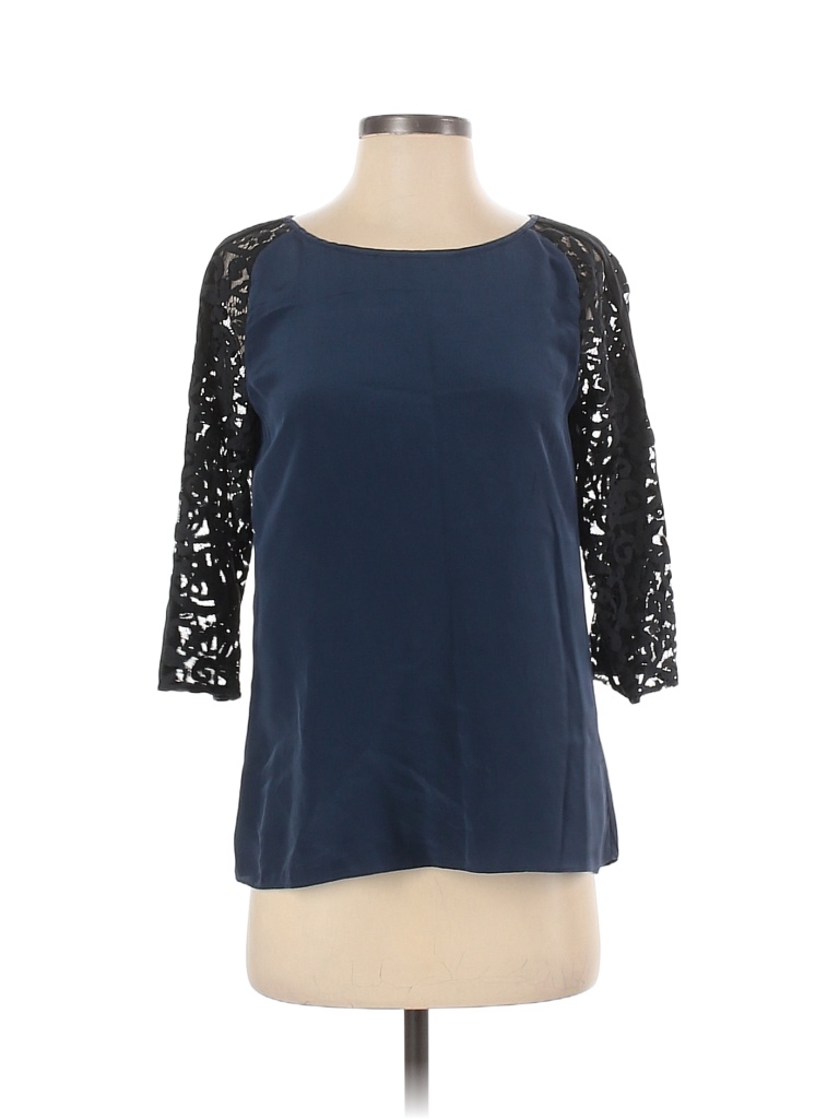 Parker 100 Silk Navy Blue Short Sleeve Silk Top Size S 88 Off Thredup
