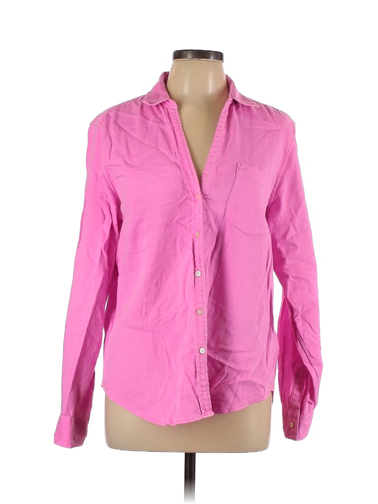 Gap 100% Cotton Solid Colored Pink Long Sleeve Button-Down Shirt Size L - 72% off | thredUP