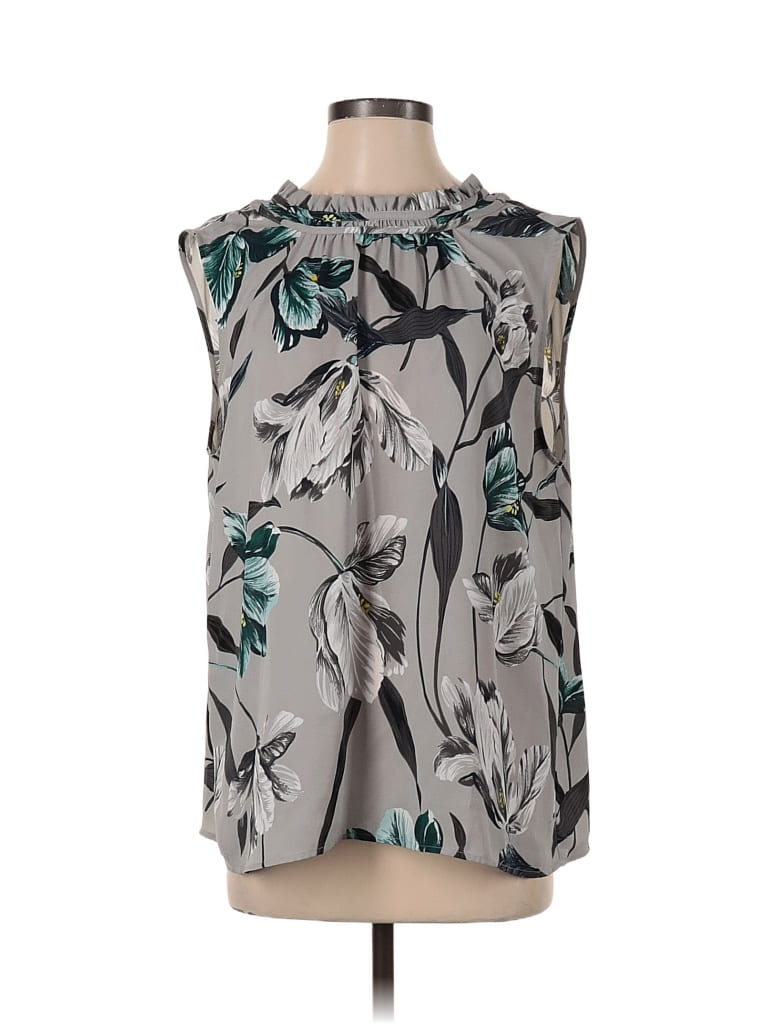 Ann Taylor Tropical Gray Sleeveless Blouse Size L - 75% off | thredUP