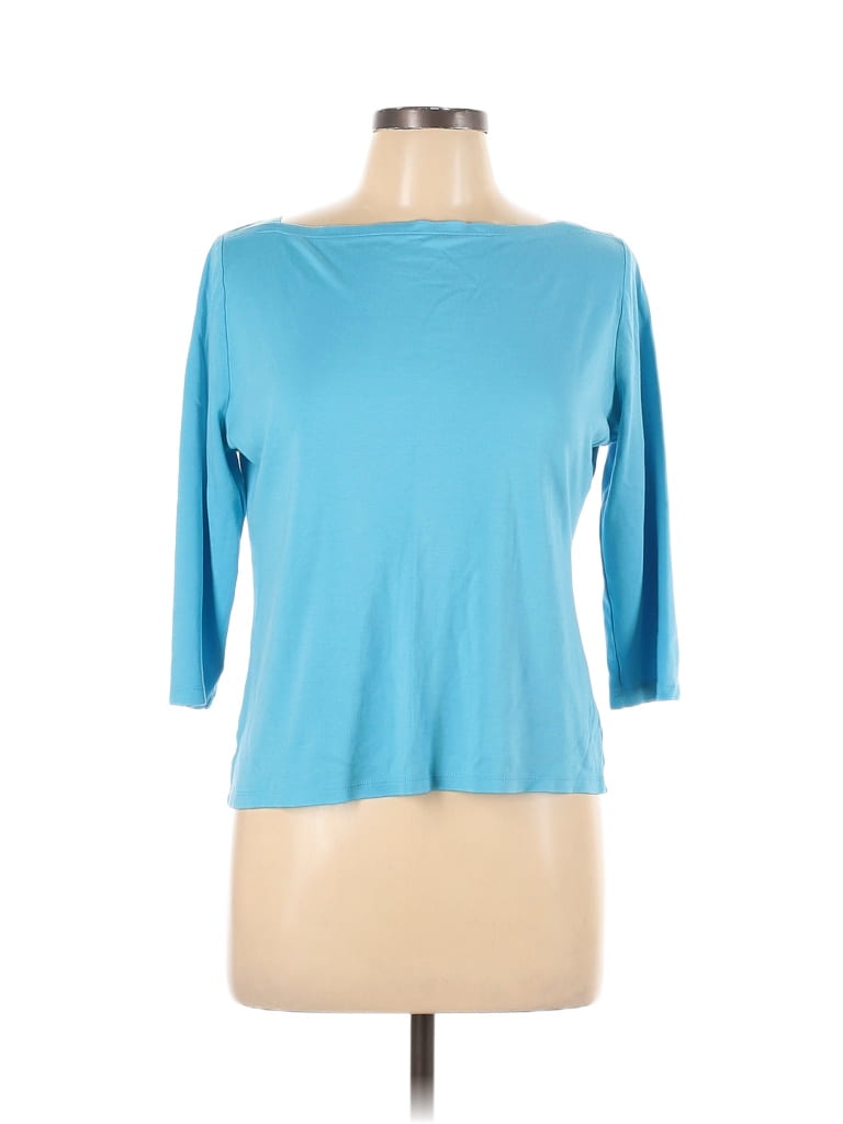 Talbots Solid Blue 3/4 Sleeve T-Shirt Size L - 67% off | thredUP