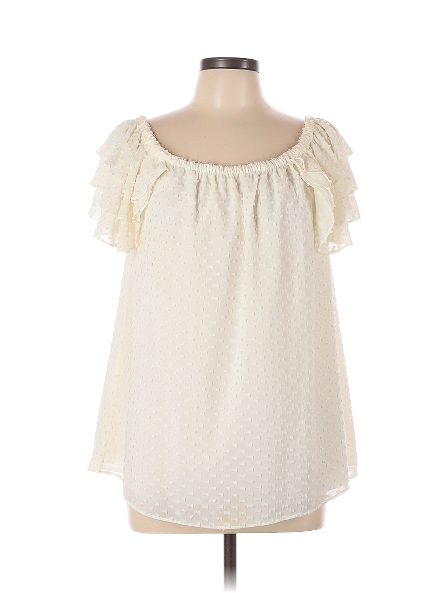 Banana Republic 100 Polyester Polka Dots Colored Ivory Sleeveless