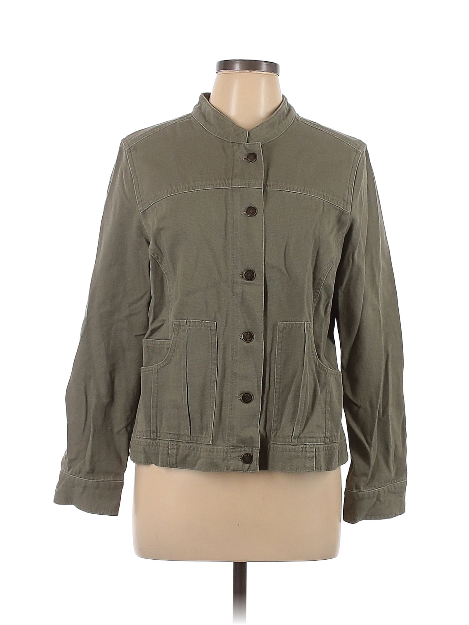 J Jill 100 Cotton Solid Green Jacket Size M 83 Off Thredup