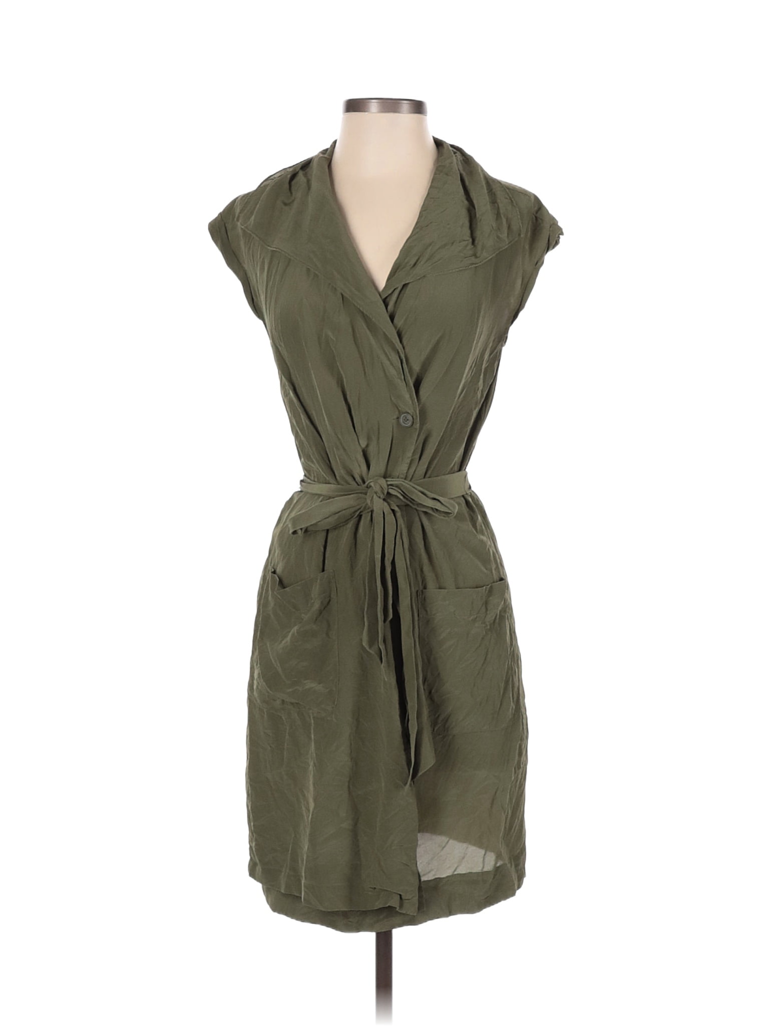 Maeve 100 Silk Solid Green Casual Dress Size 4 74 Off Thredup