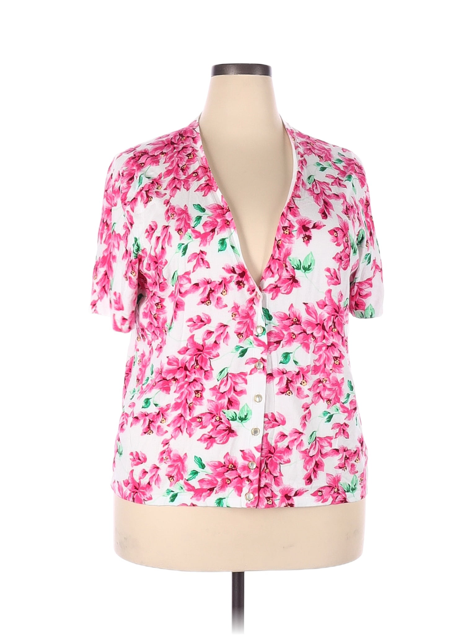 Talbots Color Block Floral Pink Cardigan Size 2x Plus 72 Off Thredup