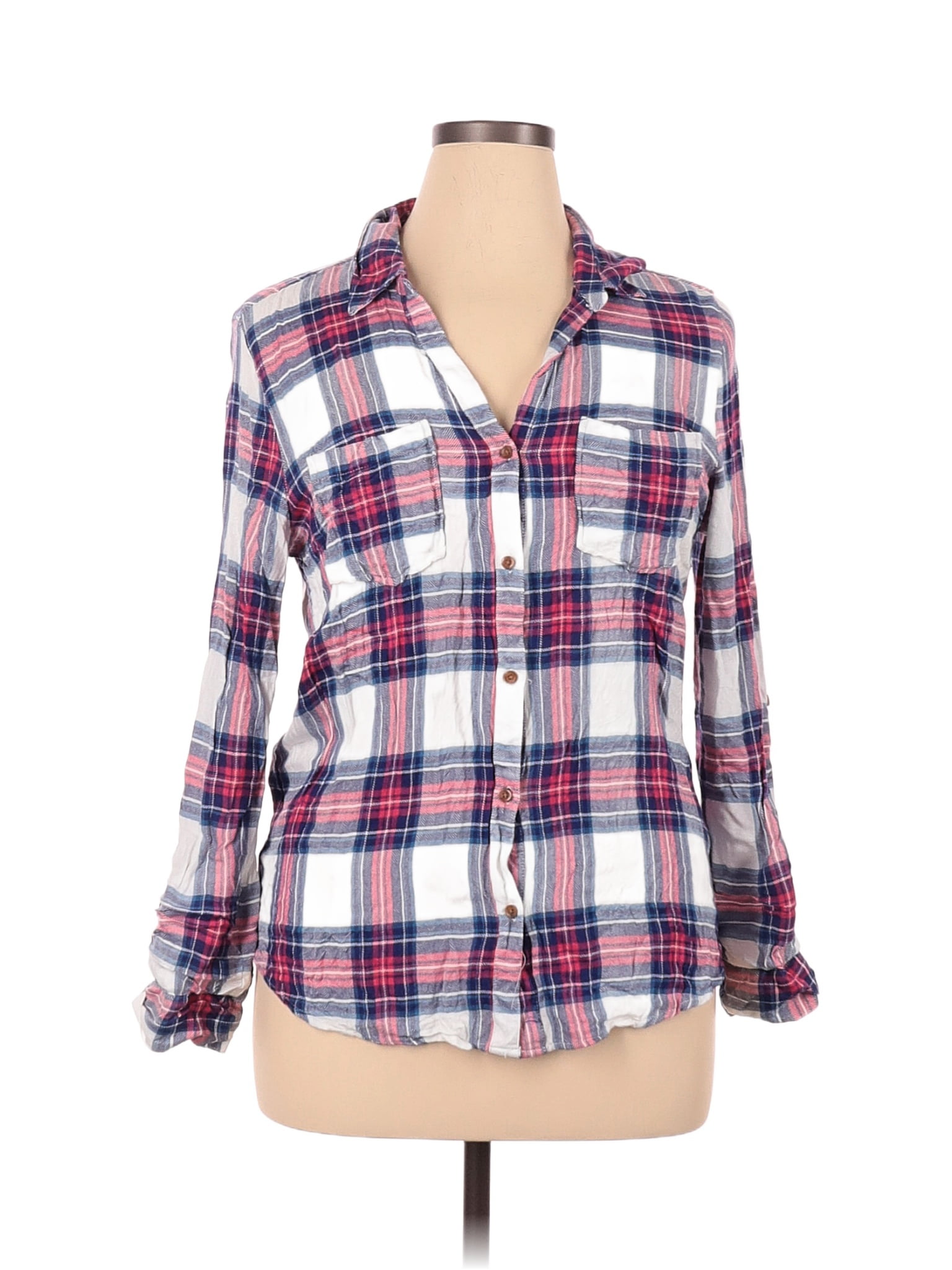 Tinsel 100% Rayon Blue Long Sleeve Button-Down Shirt Size XL - 50% off ...