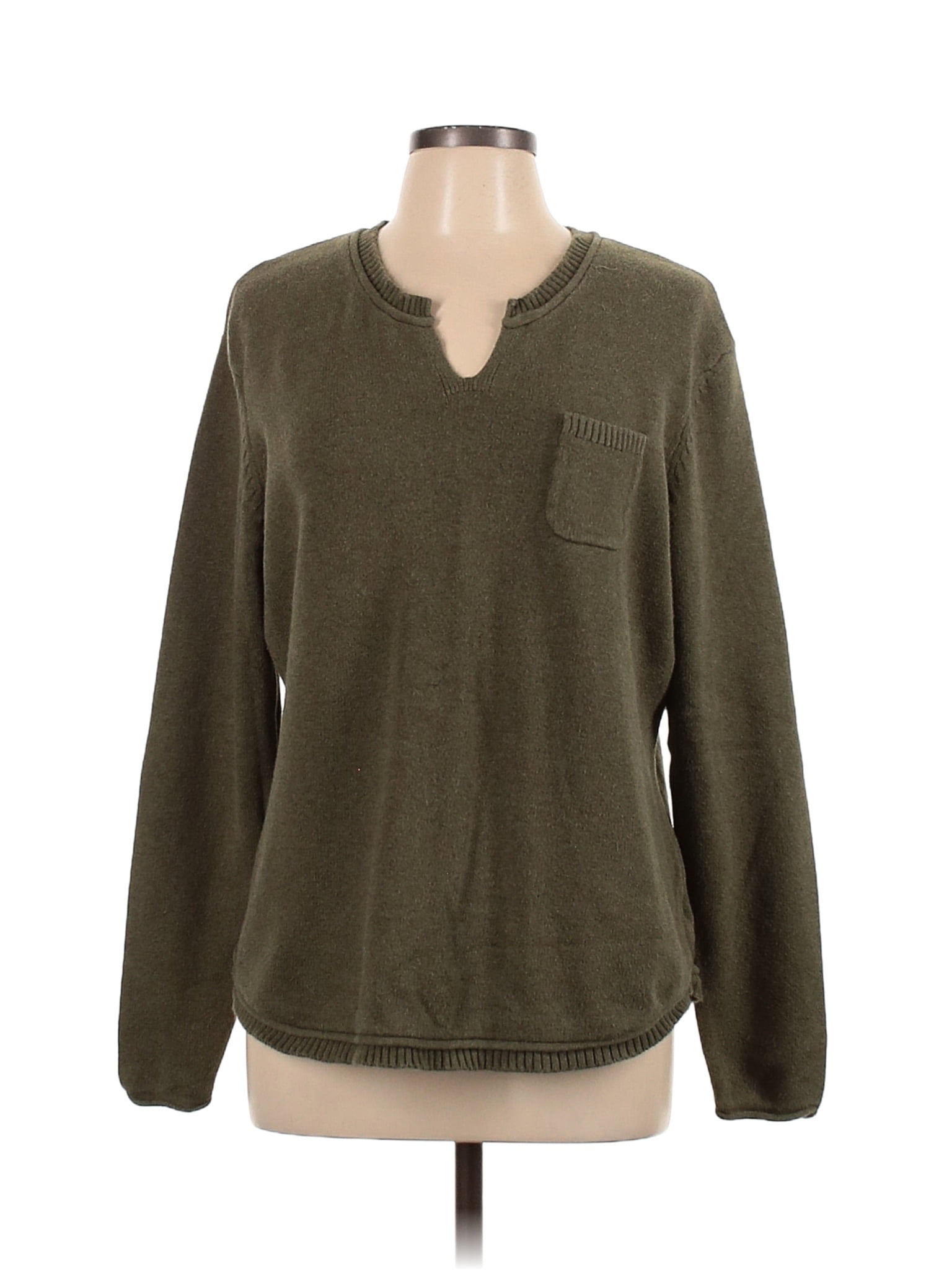 Natural Soul by Naturalizer Color Block Solid Green Pullover Sweater ...