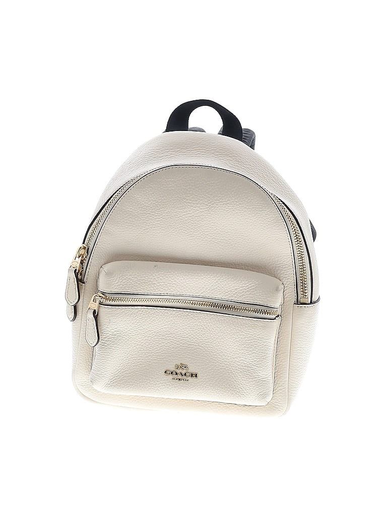 Coach Factory 100% Leather Solid Colored White Leather Backpack One ...